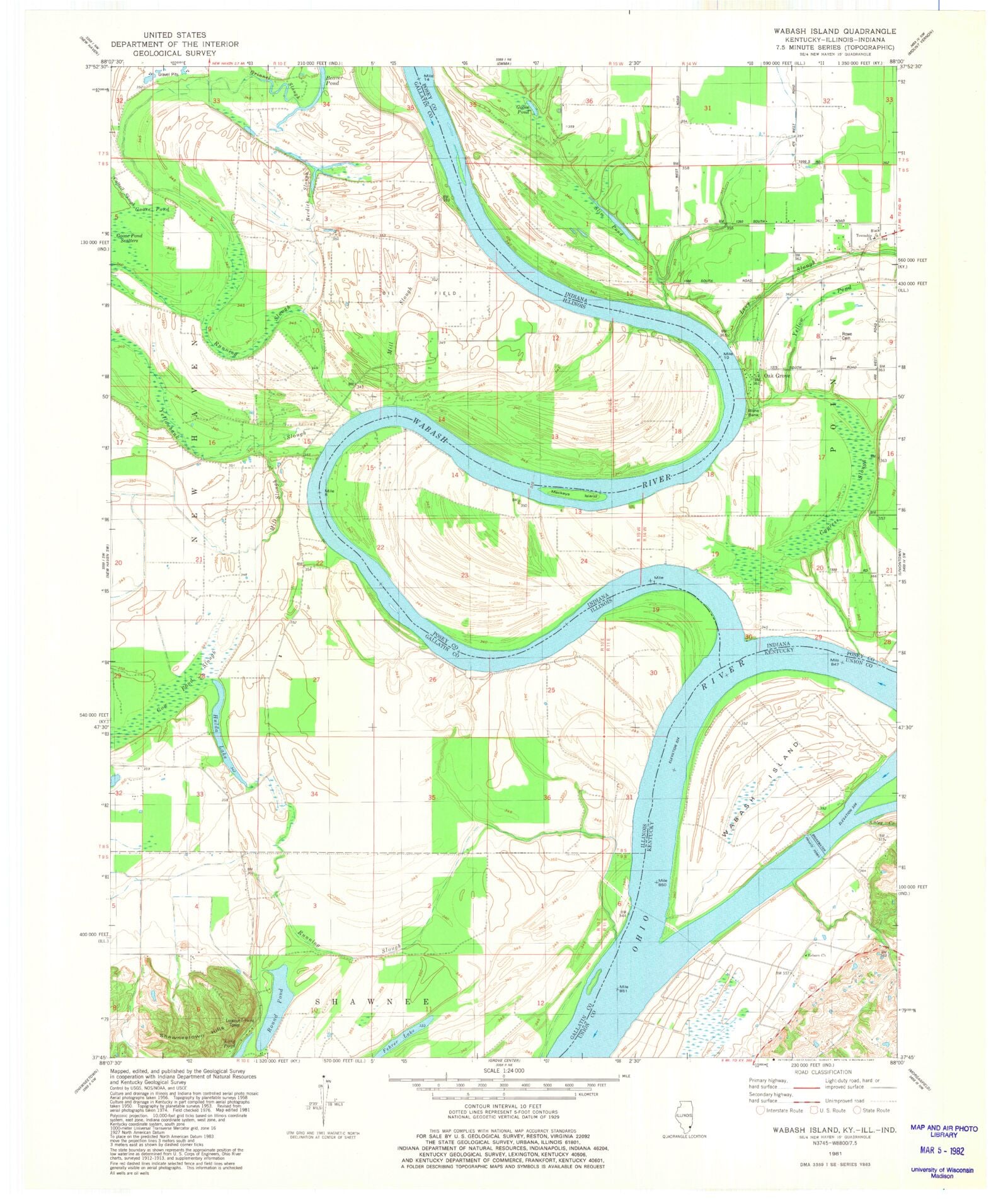 Classic USGS Wabash Island Kentucky 7.5'x7.5' Topo Map – MyTopo Map Store