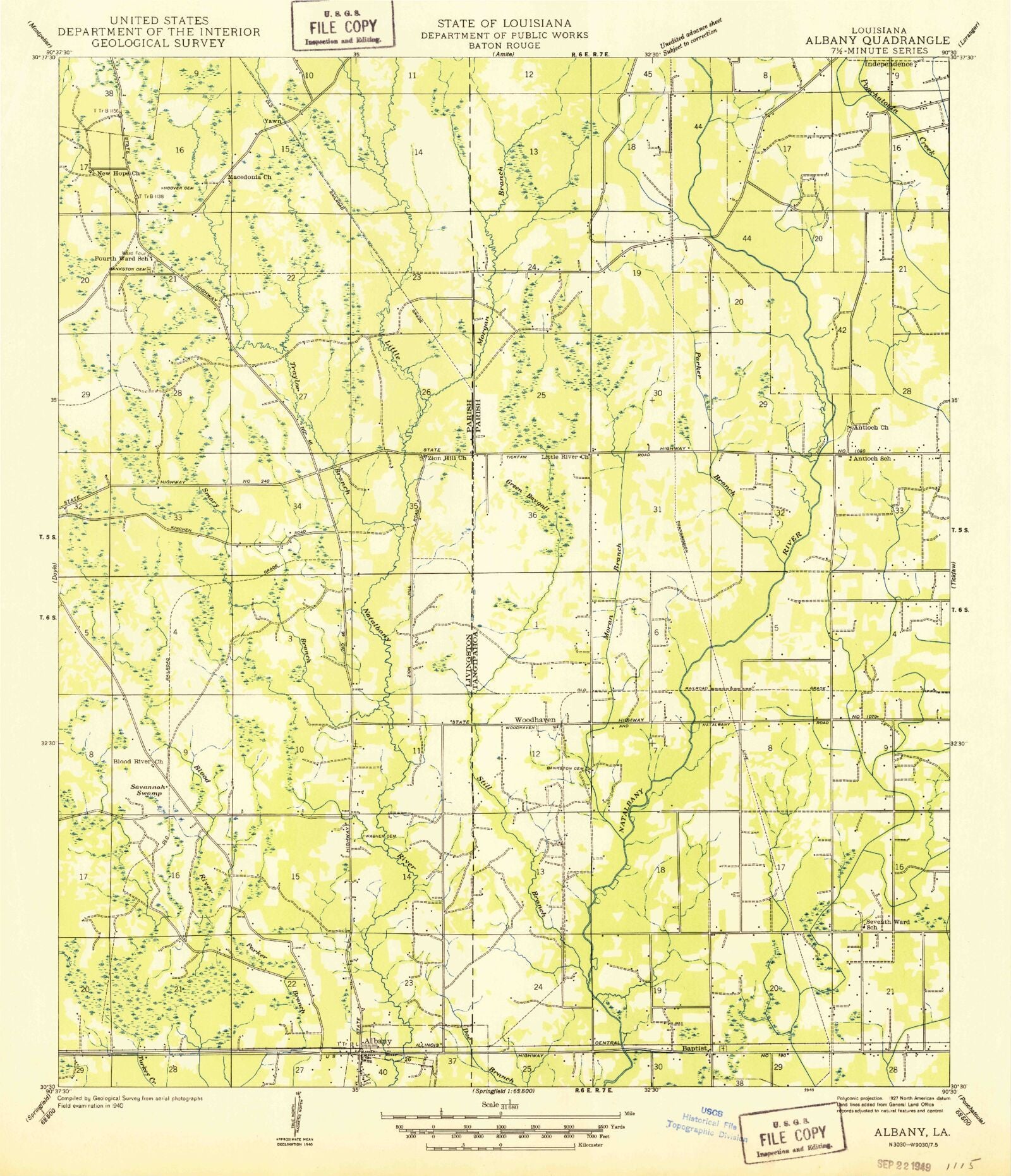 Classic USGS Albany Louisiana 7.5'x7.5' Topo Map – MyTopo Map Store