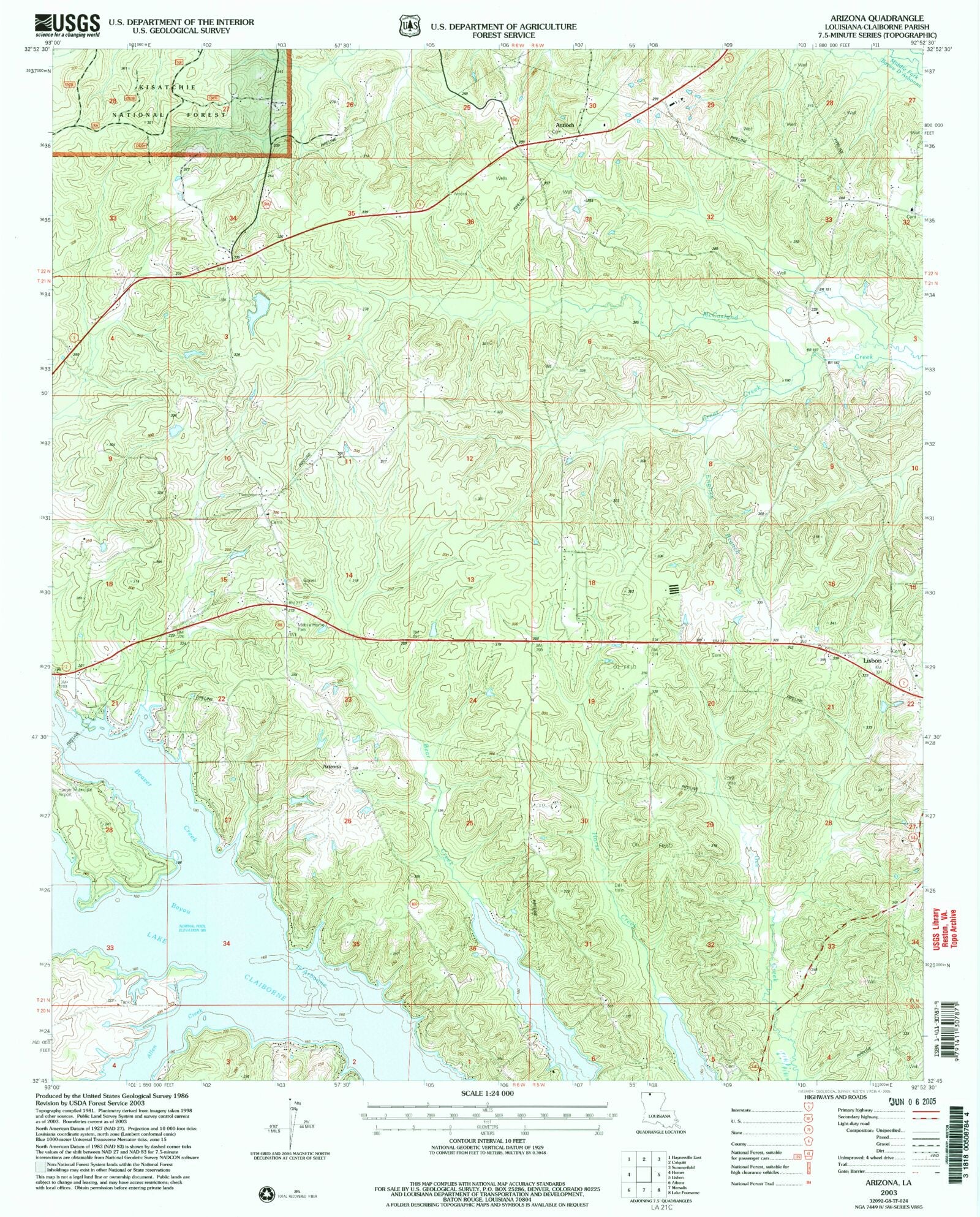 Classic USGS Arizona Louisiana 7.5'x7.5' Topo Map – MyTopo Map Store