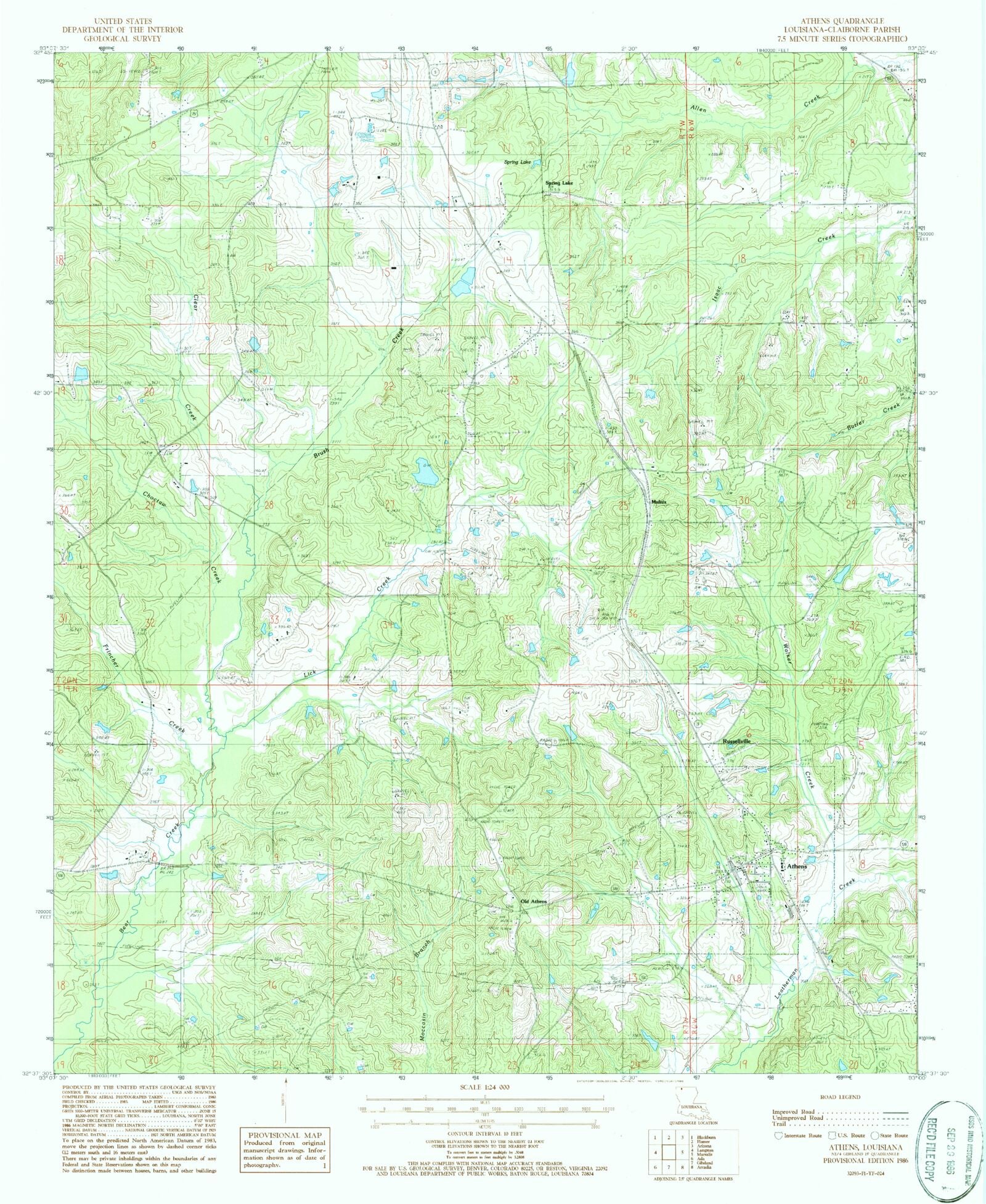 Classic USGS Athens Louisiana 7.5'x7.5' Topo Map – MyTopo Map Store