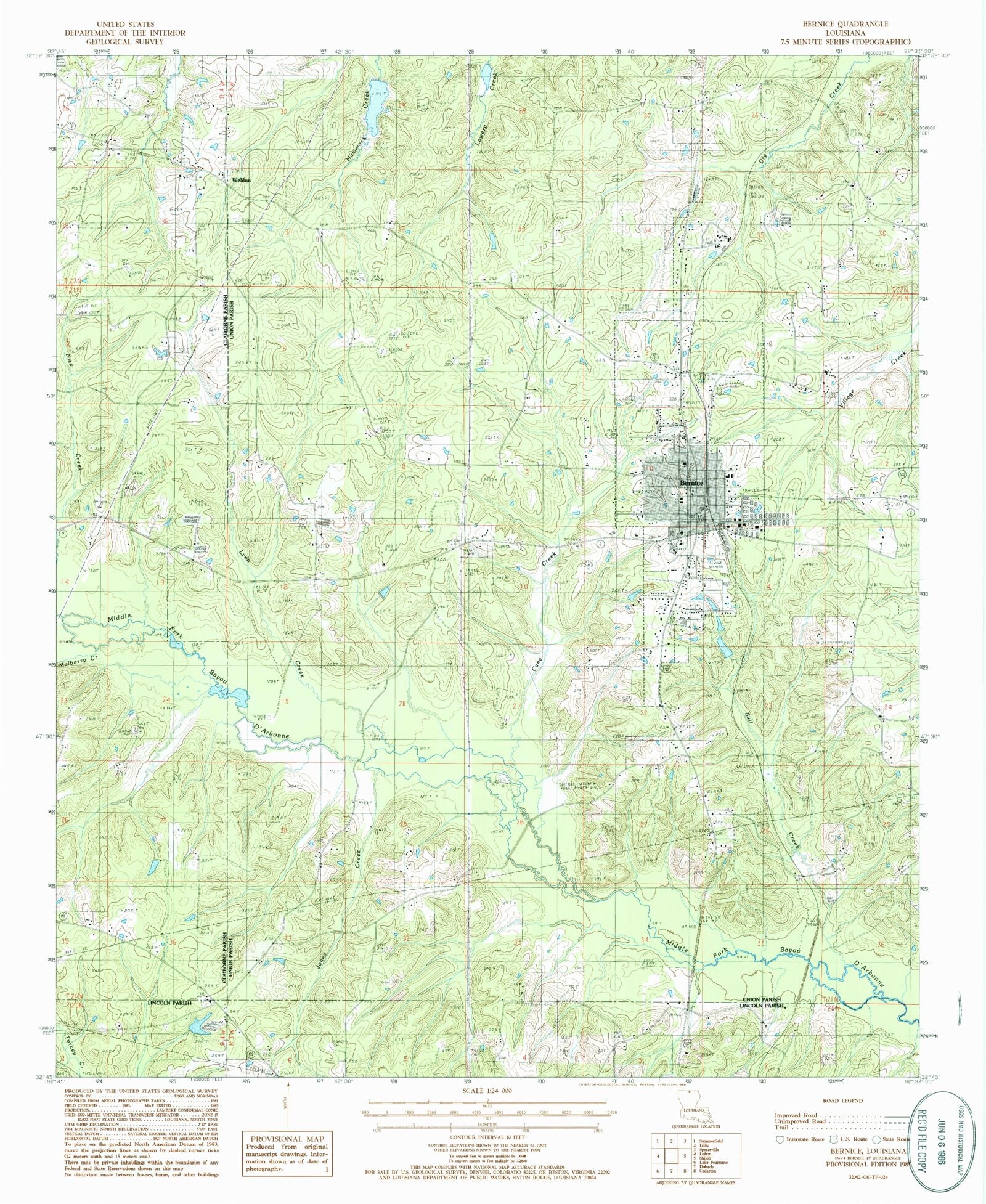 Classic USGS Bernice Louisiana 7.5'x7.5' Topo Map – MyTopo Map Store