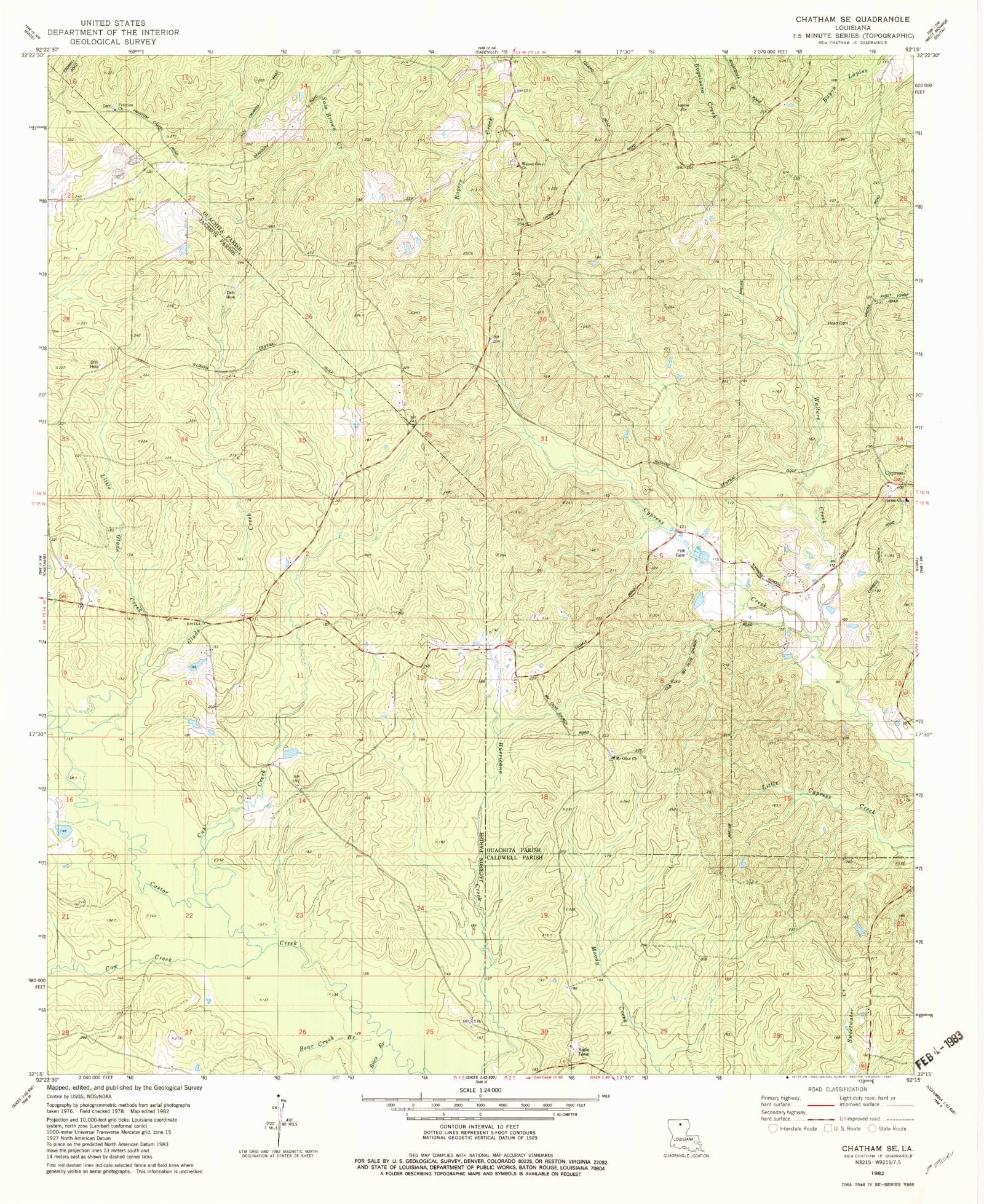 Classic USGS Chatham SE Louisiana 7.5'x7.5' Topo Map – MyTopo Map Store