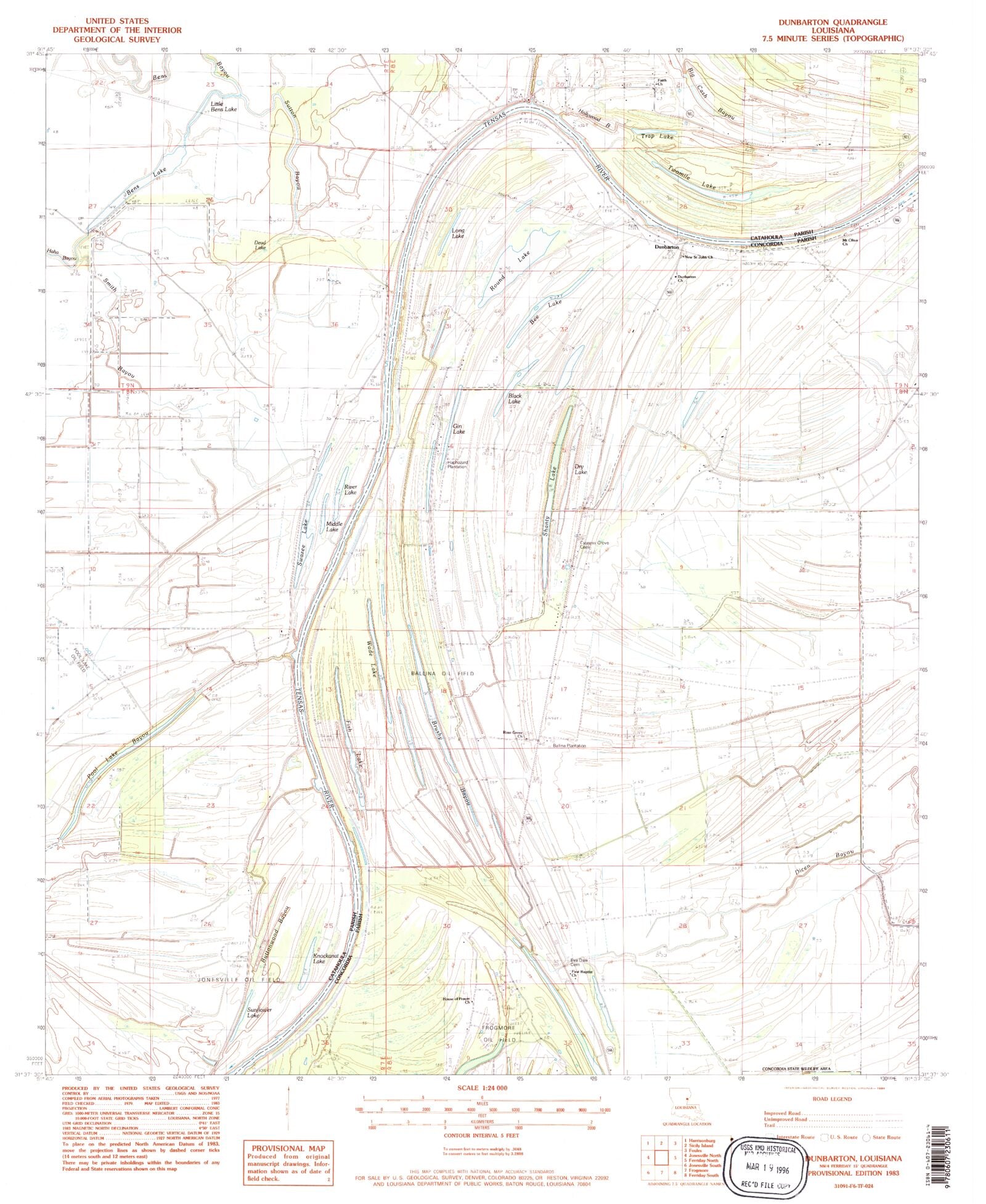 Classic USGS Dunbarton Louisiana 7.5'x7.5' Topo Map – MyTopo Map Store