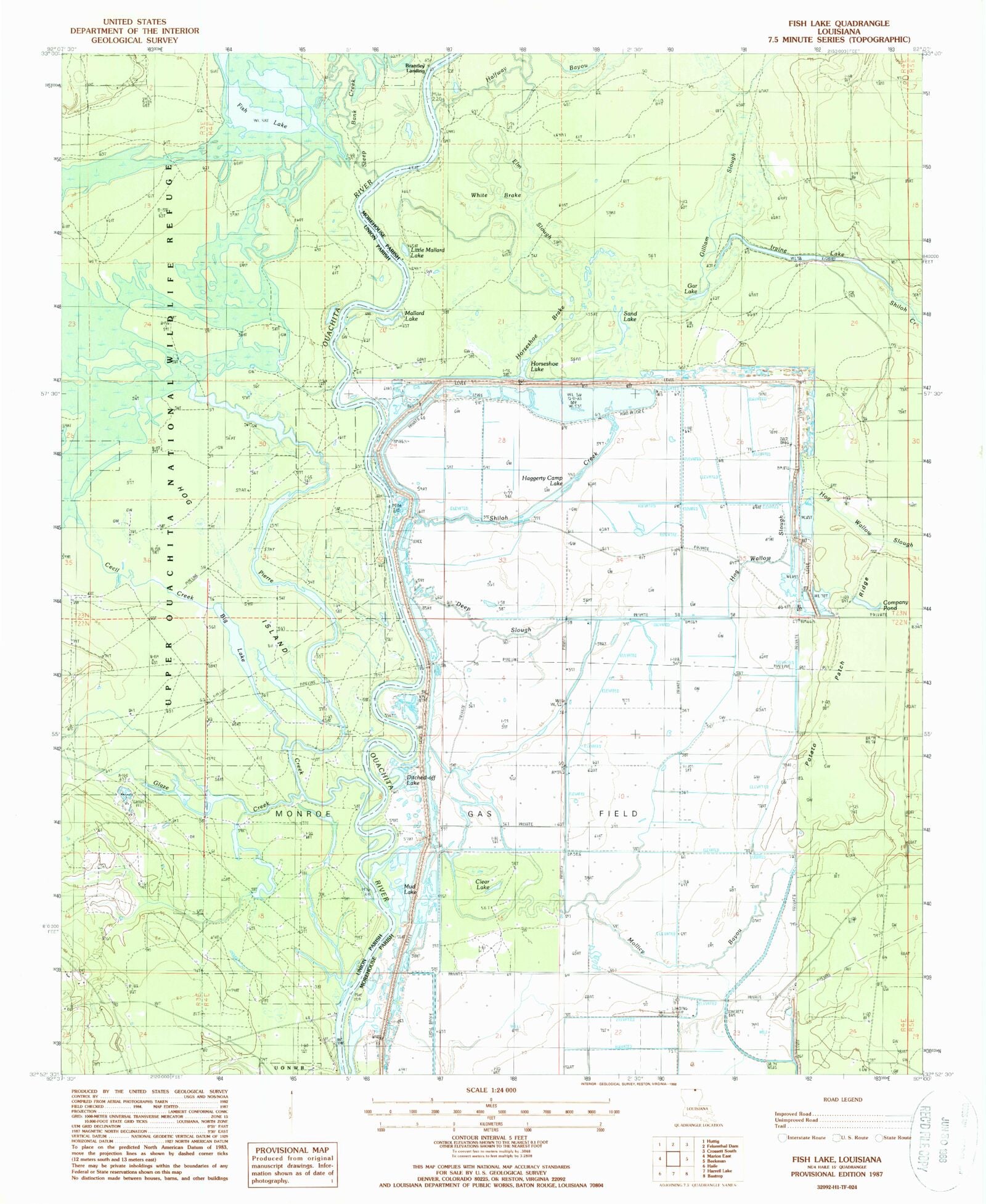 Classic USGS Fish Lake Louisiana 7.5'x7.5' Topo Map – MyTopo Map Store