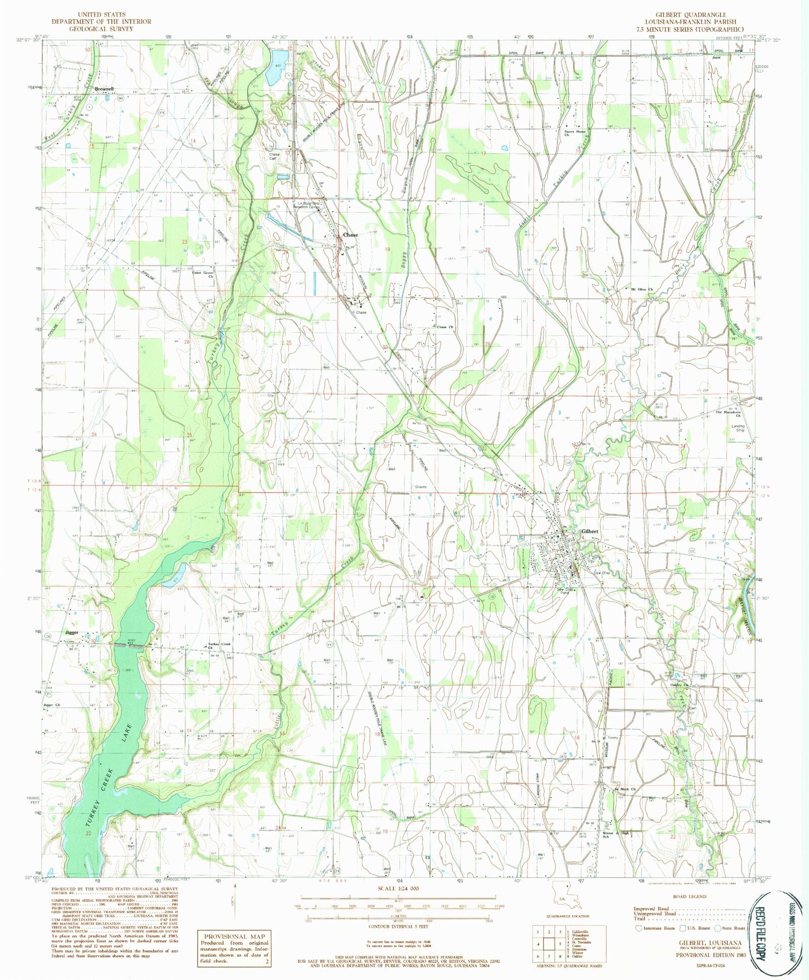 Classic USGS Gilbert Louisiana 7.5'x7.5' Topo Map – MyTopo Map Store