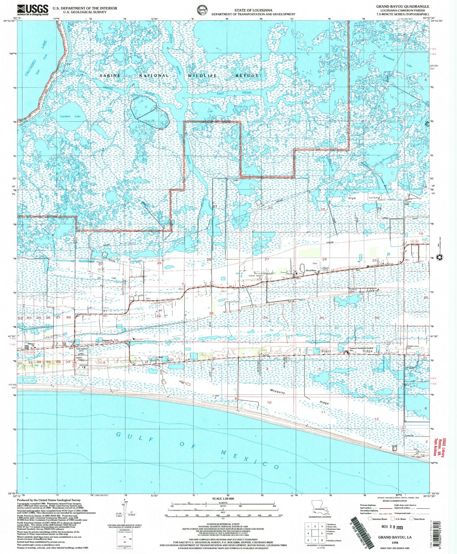 Classic USGS Grand Bayou Louisiana 7.5'x7.5' Topo Map – MyTopo Map Store