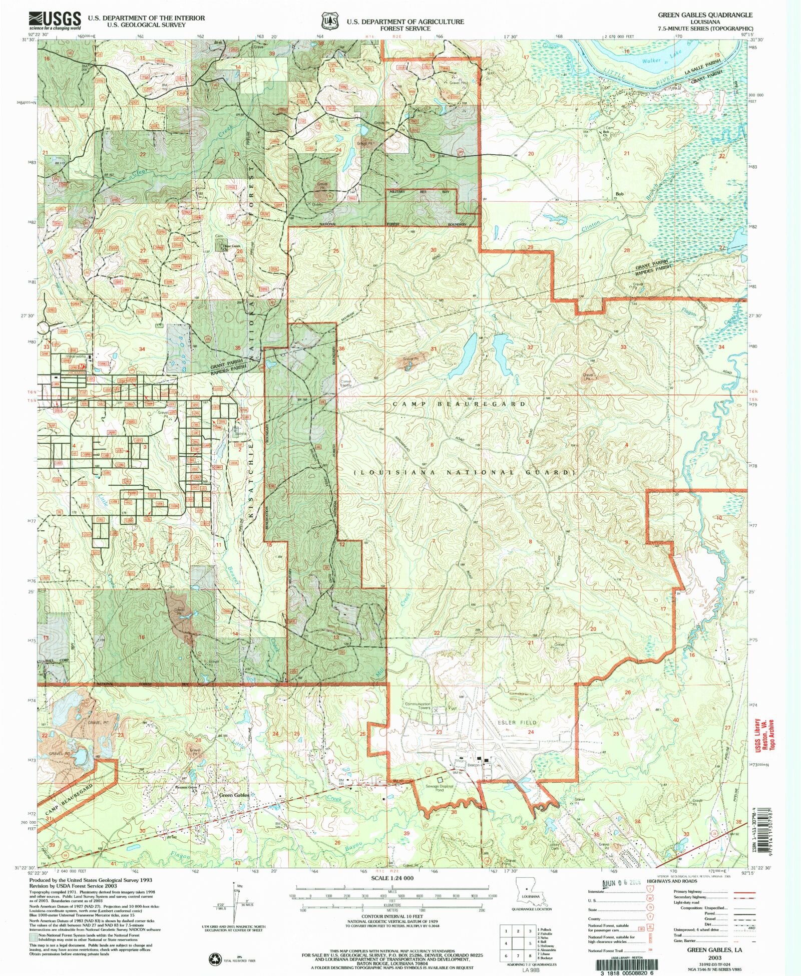 Classic USGS Green Gables Louisiana 7.5'x7.5' Topo Map – MyTopo Map Store