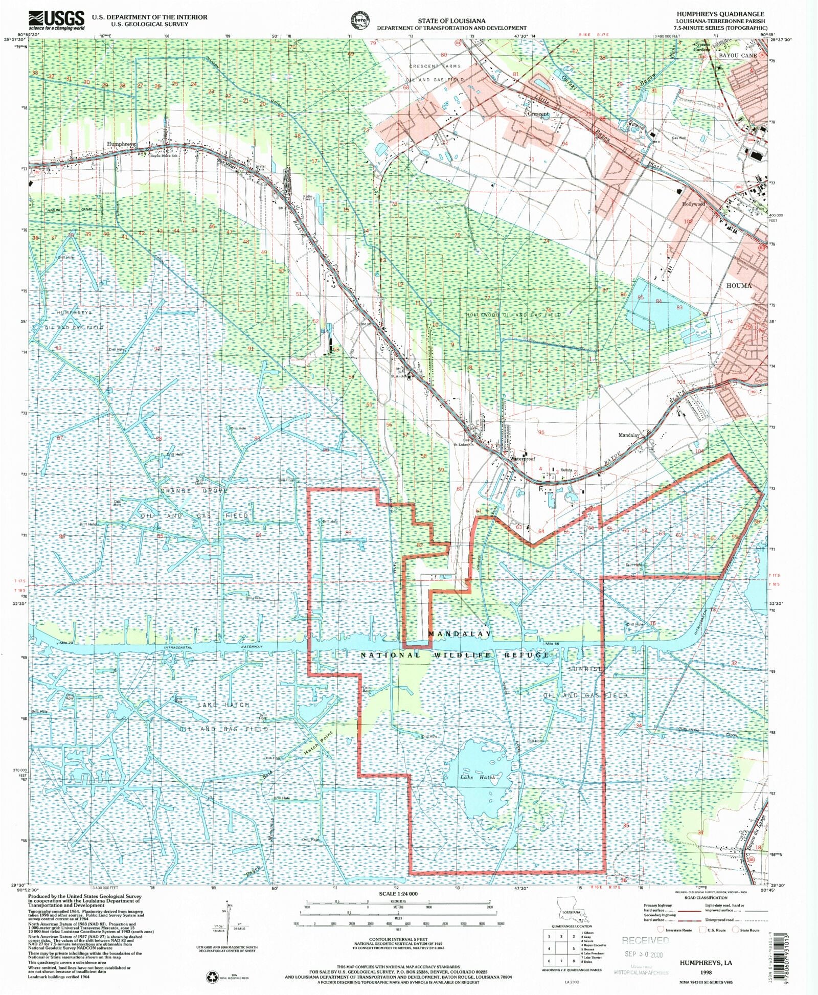 Classic USGS Humphreys Louisiana 7.5'x7.5' Topo Map – MyTopo Map Store