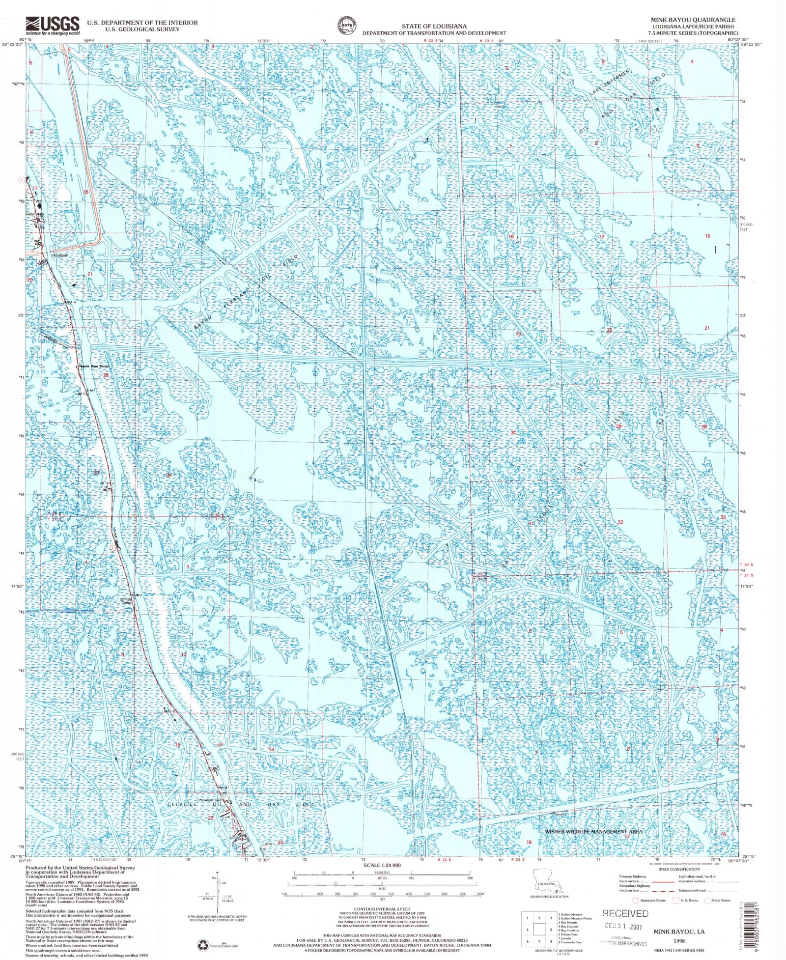 Classic USGS Mink Bayou Louisiana 7.5'x7.5' Topo Map – MyTopo Map Store