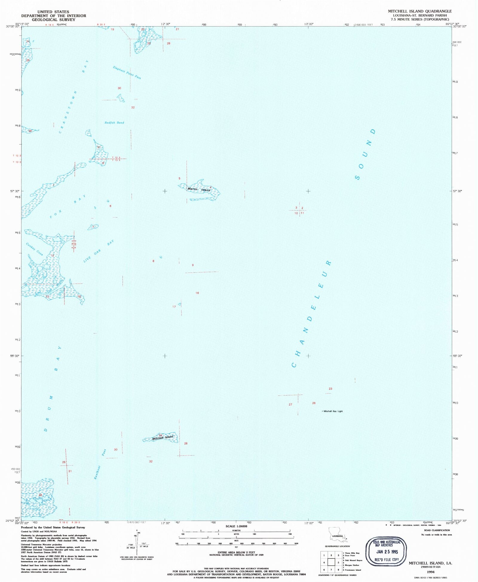 Classic USGS Mitchell Island Louisiana 7.5'x7.5' Topo Map – MyTopo Map ...