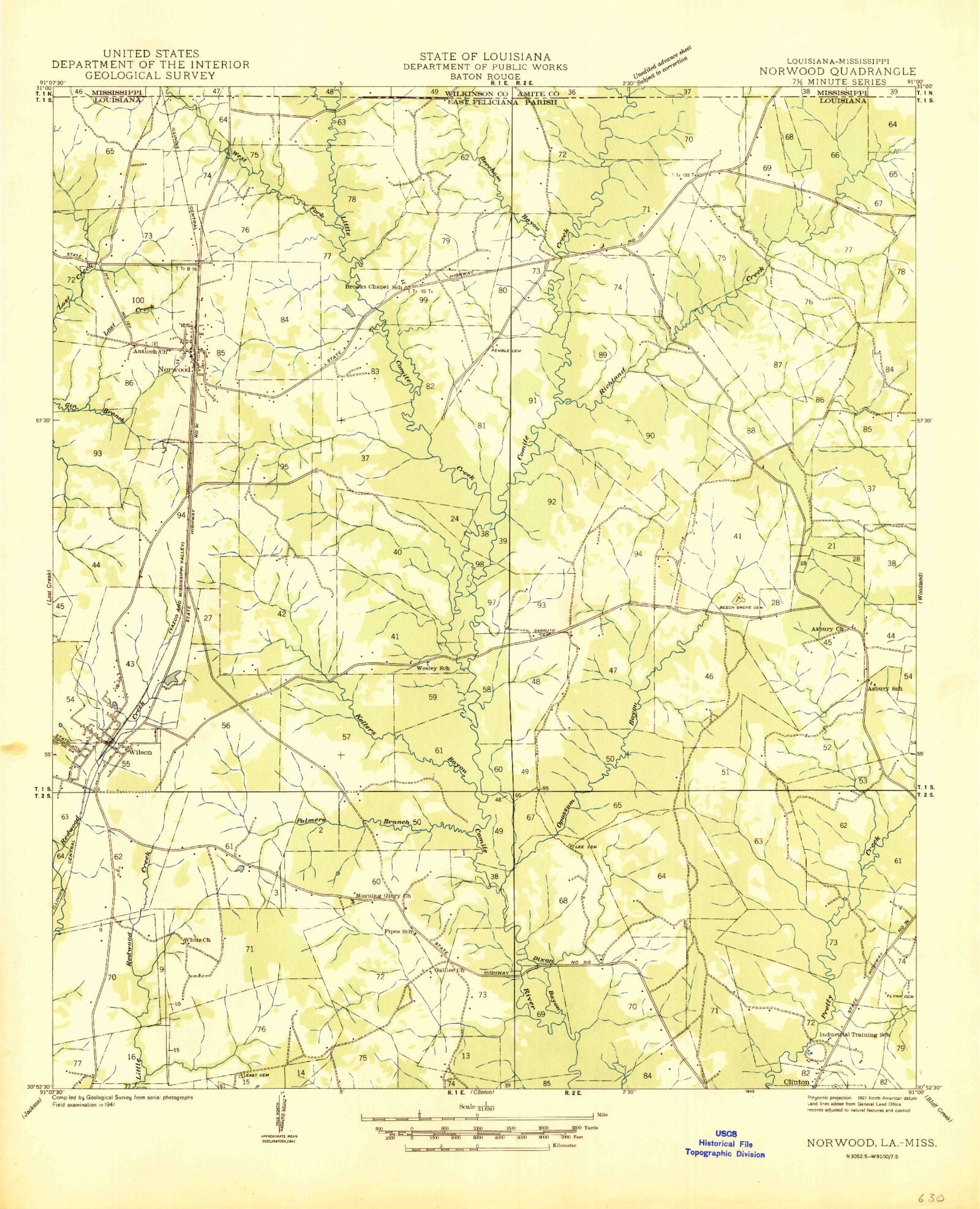 Classic USGS Wilson Louisiana 7.5'x7.5' Topo Map – MyTopo Map Store