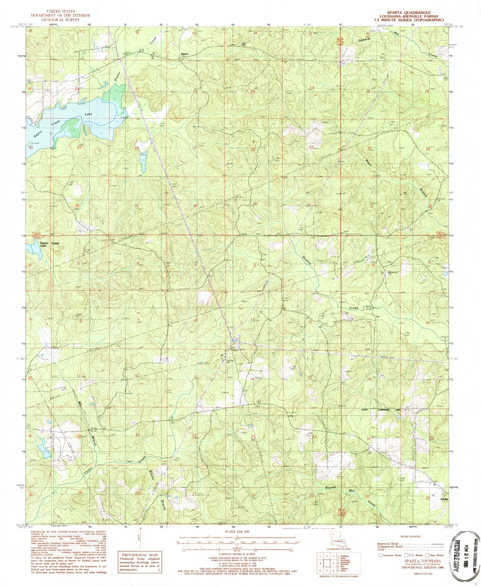 Classic USGS Sparta Louisiana 7.5'x7.5' Topo Map – MyTopo Map Store
