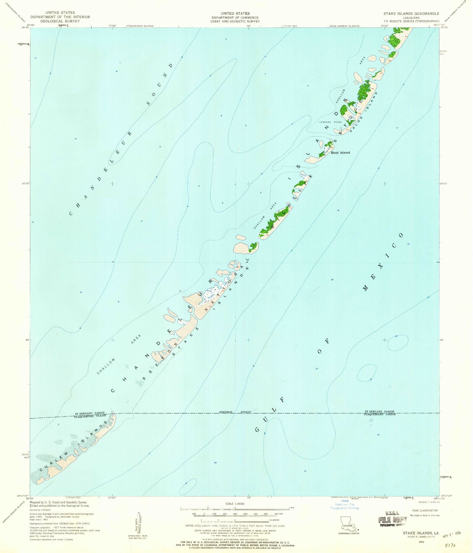 Classic USGS Curlew Islands Louisiana 7.5'x7.5' Topo Map – MyTopo Map Store
