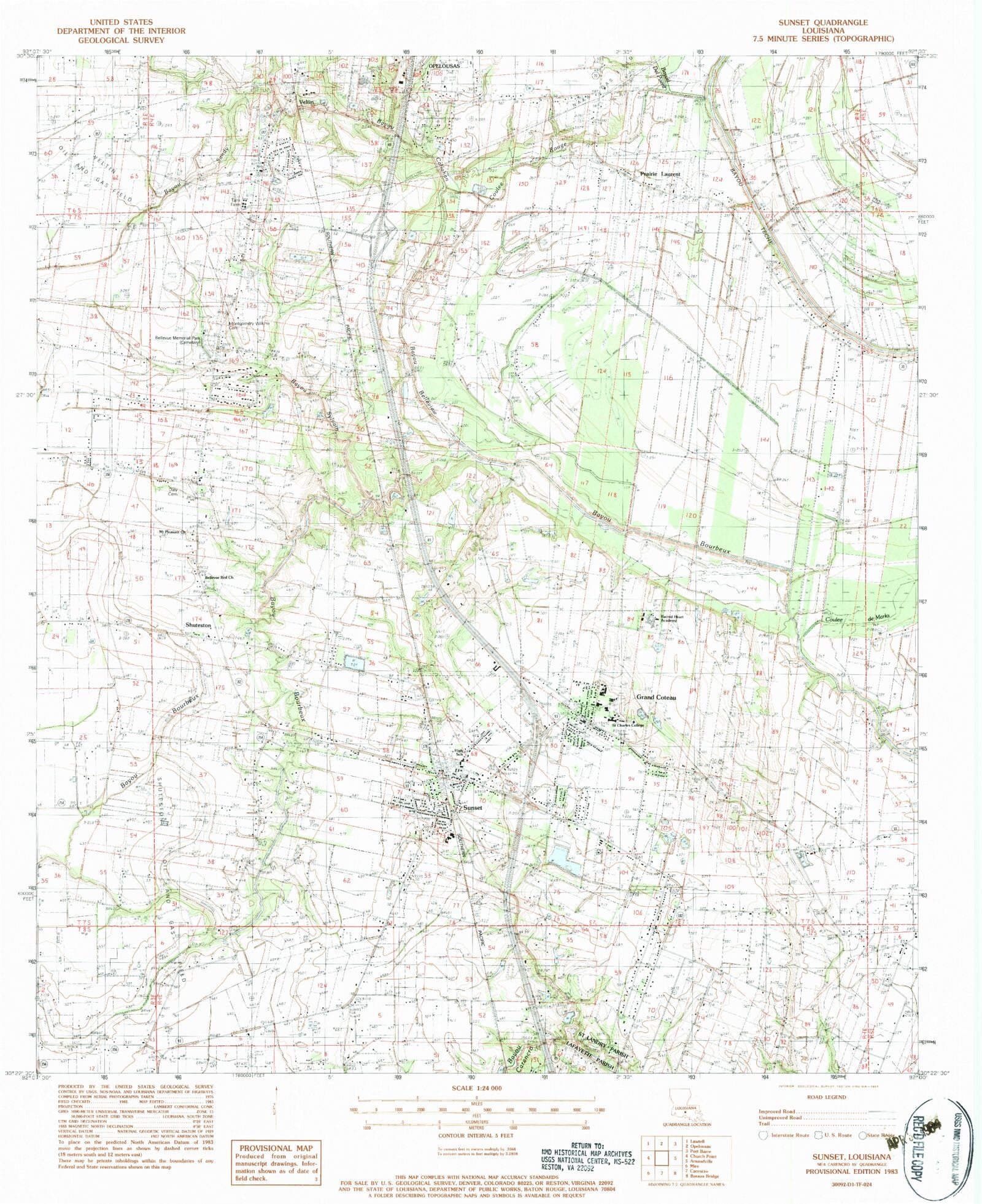 Classic USGS Sunset Louisiana 7.5'x7.5' Topo Map – MyTopo Map Store