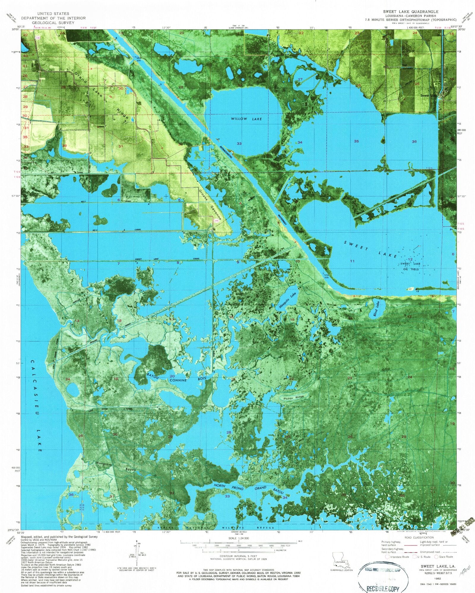 Classic USGS Sweet Lake Louisiana 7.5'x7.5' Topo Map – MyTopo Map Store