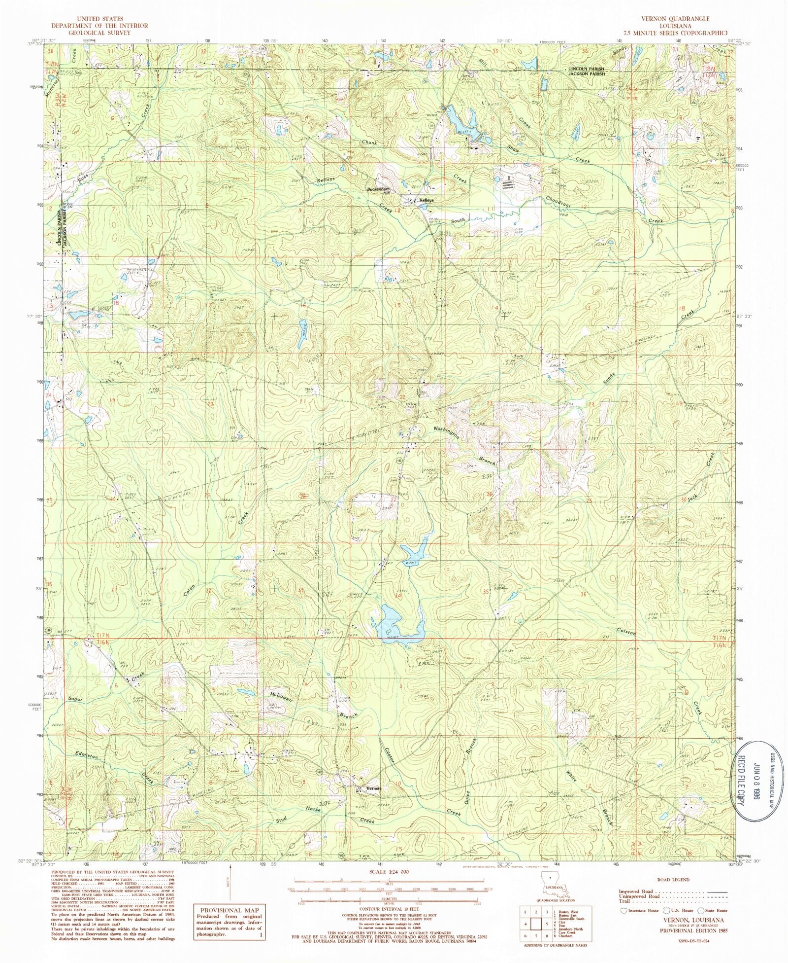 Classic USGS Vernon Louisiana 7.5'x7.5' Topo Map – MyTopo Map Store