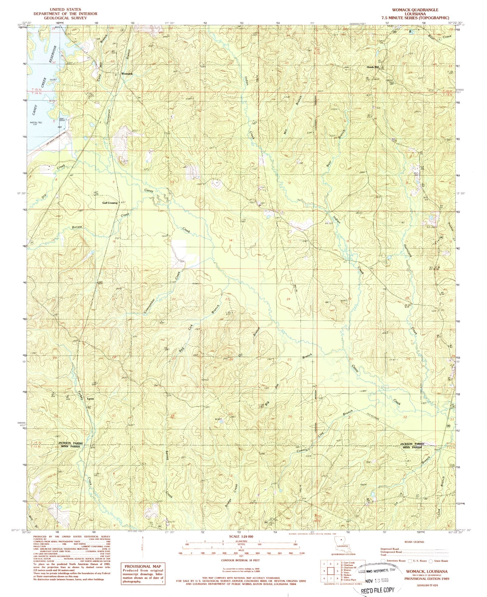 Classic USGS Womack Louisiana 7.5'x7.5' Topo Map – MyTopo Map Store