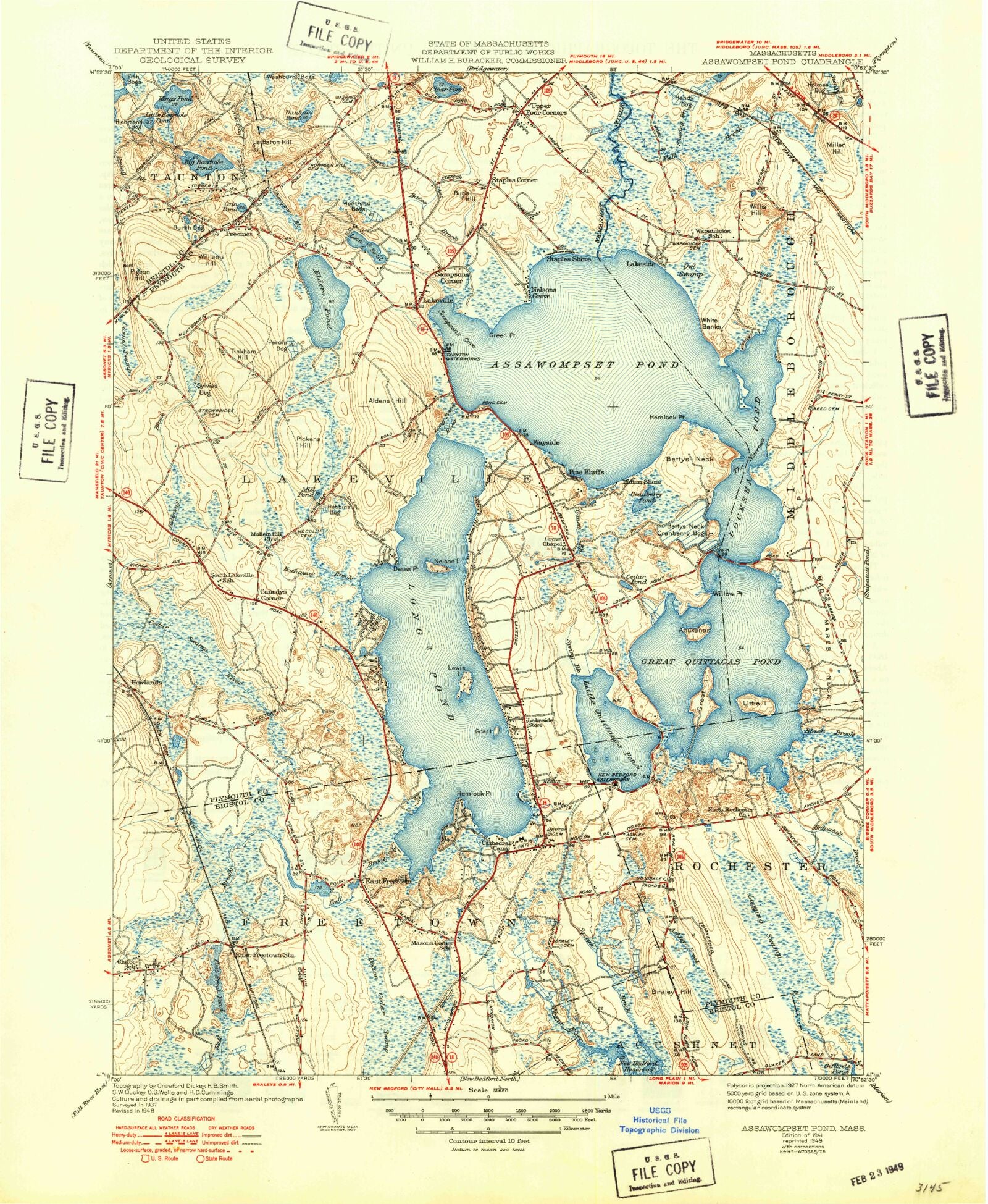 Classic USGS Assawompset Pond Massachusetts 7.5'x7.5' Topo Map – MyTopo ...