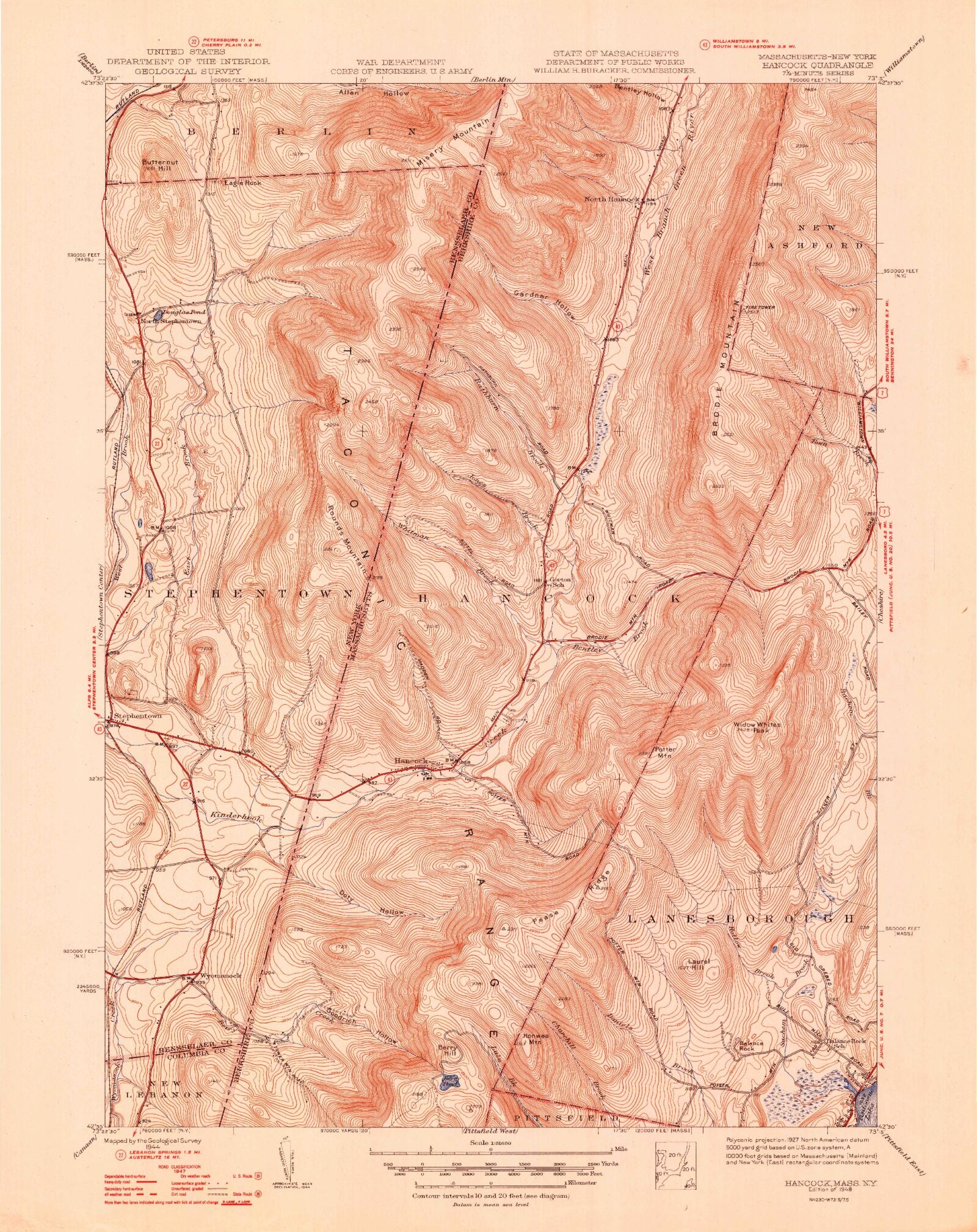 Classic USGS Hancock Massachusetts 7.5'x7.5' Topo Map – MyTopo Map Store
