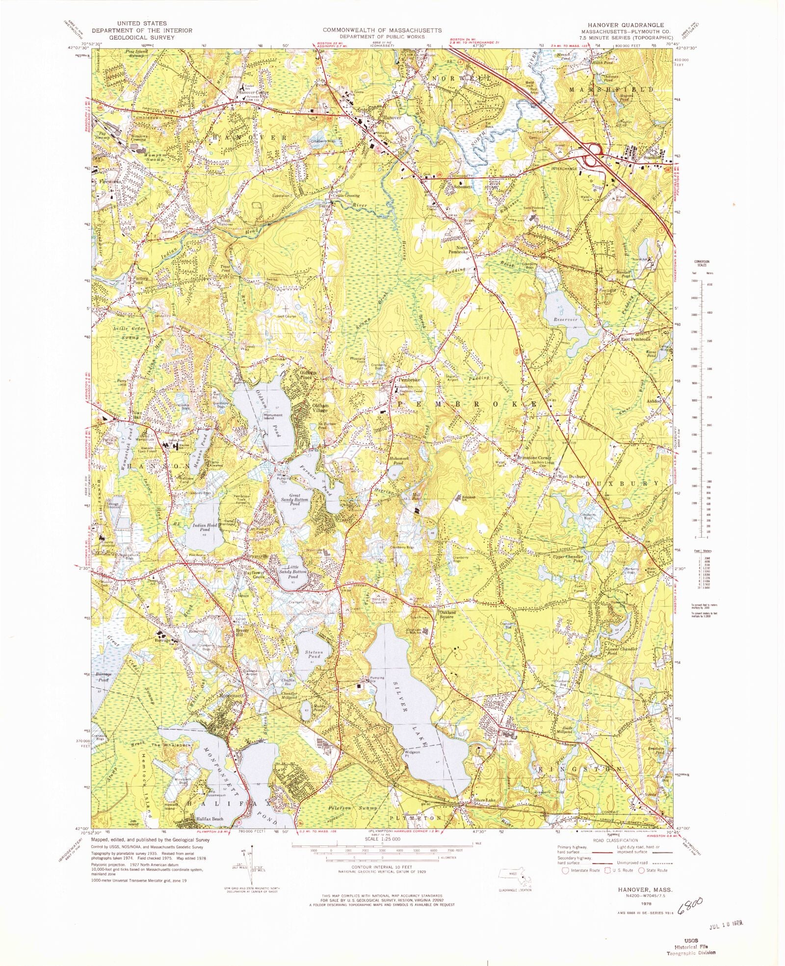 Classic USGS Hanover Massachusetts 7.5'x7.5' Topo Map – MyTopo Map Store