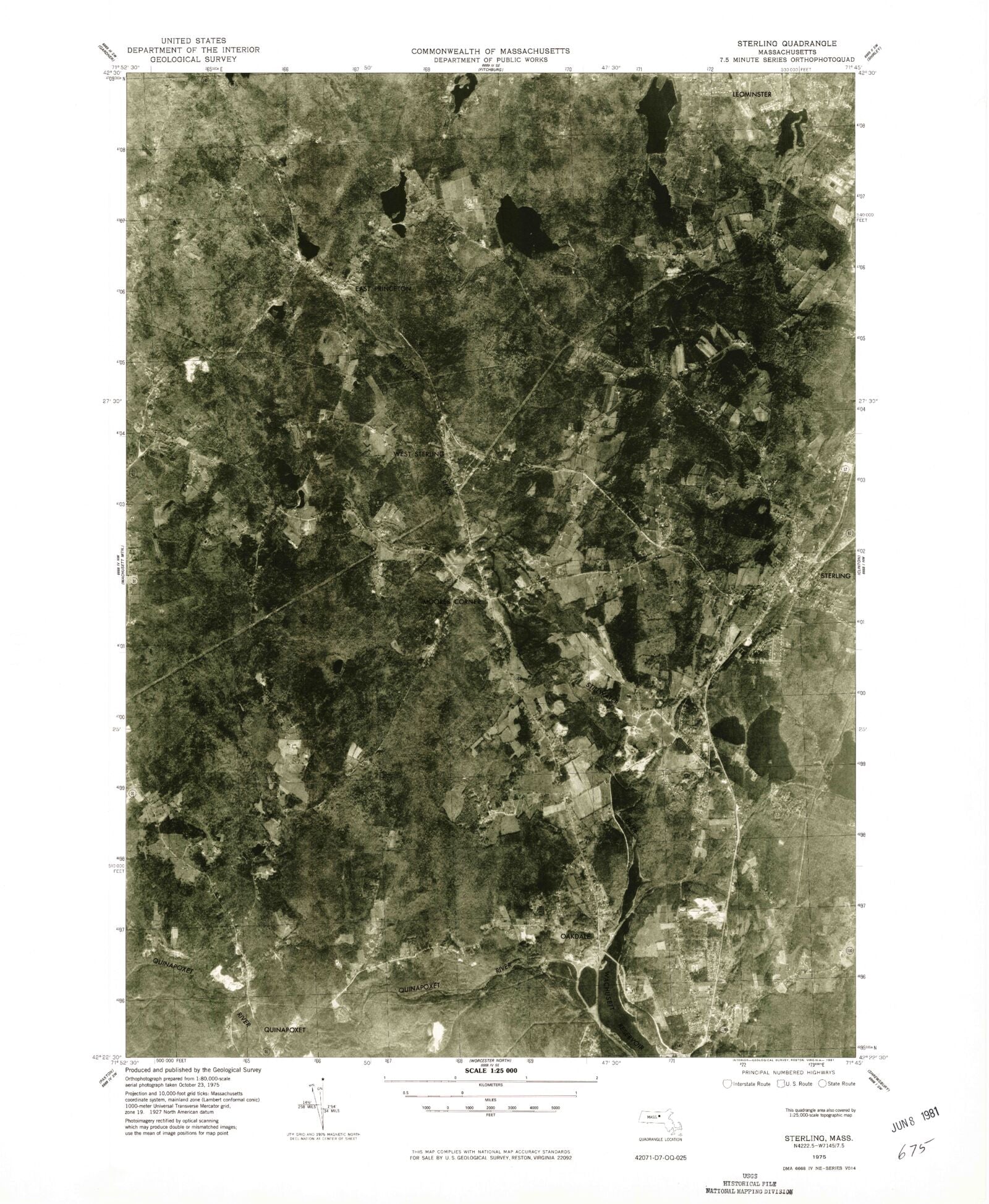 Classic USGS Sterling Massachusetts 7.5'x7.5' Topo Map – MyTopo Map Store