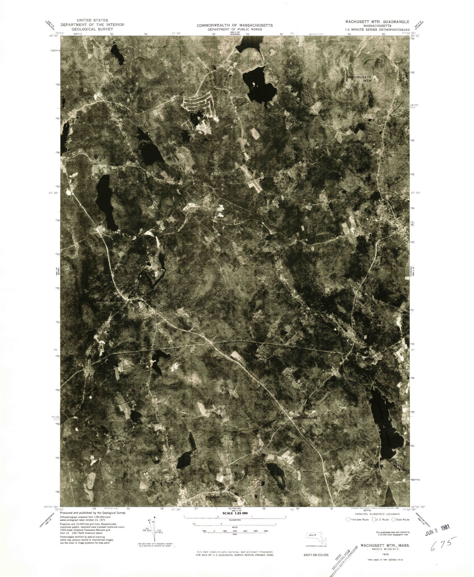 Classic USGS Wachusett Mountain Massachusetts 7.5'x7.5' Topo Map ...