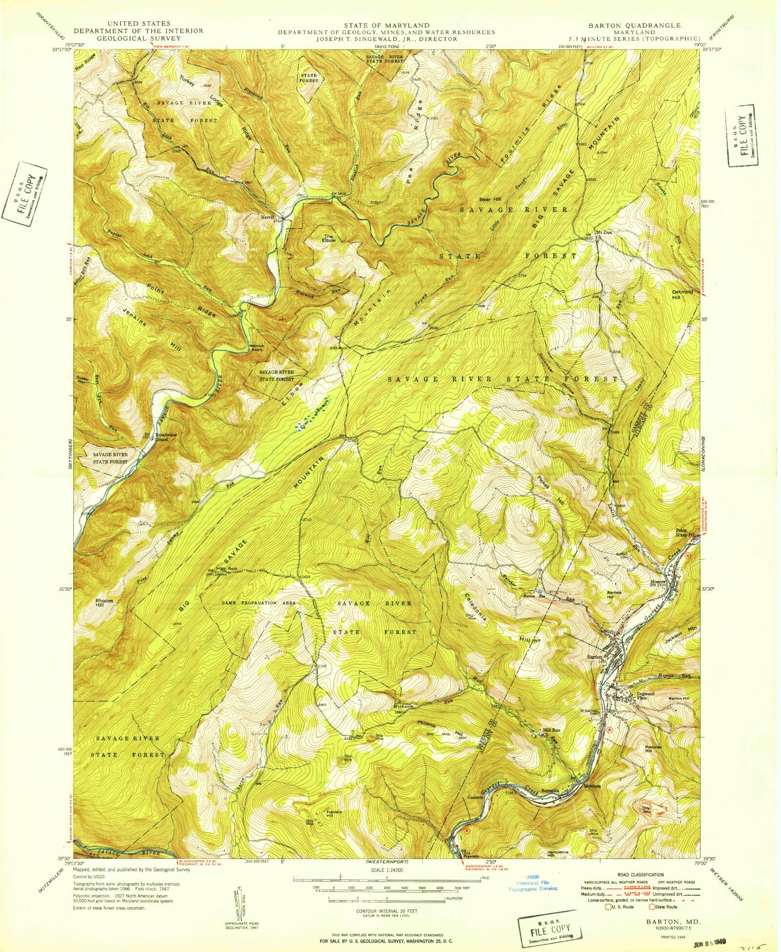 Classic USGS Barton Maryland 7.5'x7.5' Topo Map – MyTopo Map Store