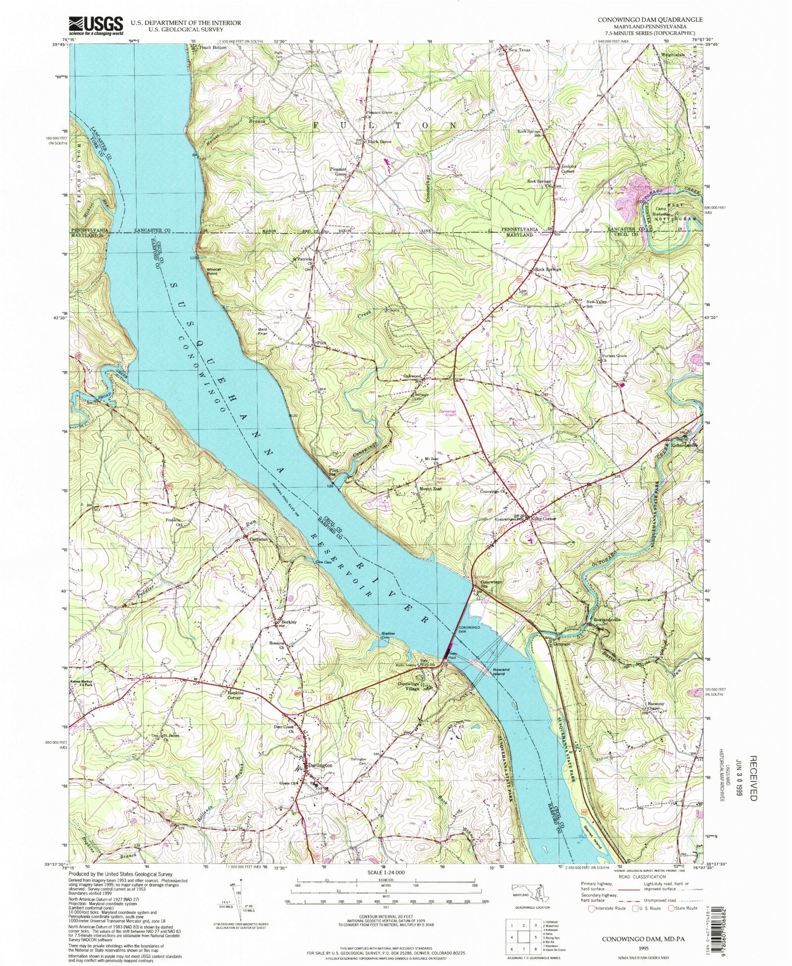 Classic USGS Conowingo Dam Maryland 7.5'x7.5' Topo Map – MyTopo Map Store