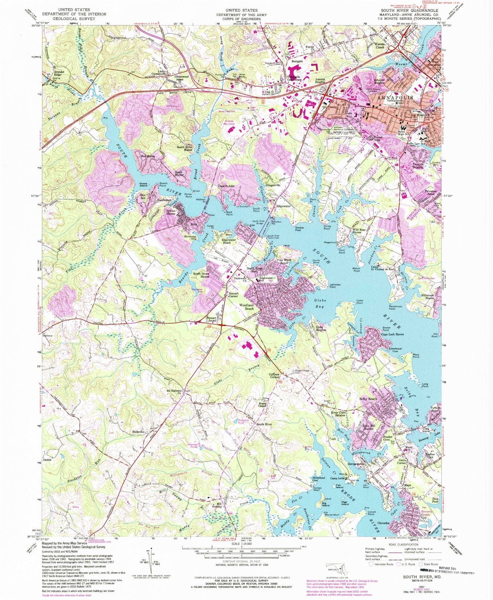 Classic USGS South River Maryland 7.5'x7.5' Topo Map – MyTopo Map Store