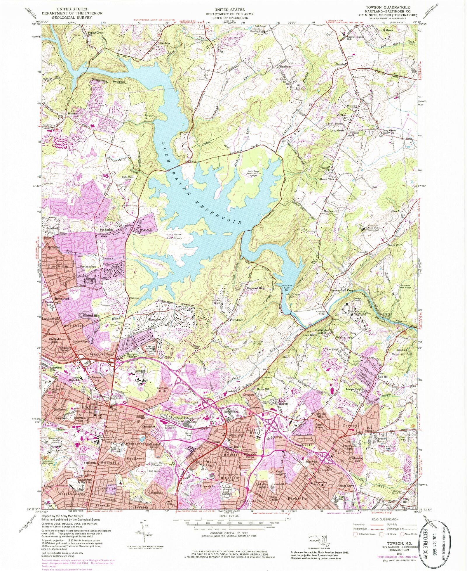 Classic USGS Towson Maryland 7.5'x7.5' Topo Map – MyTopo Map Store