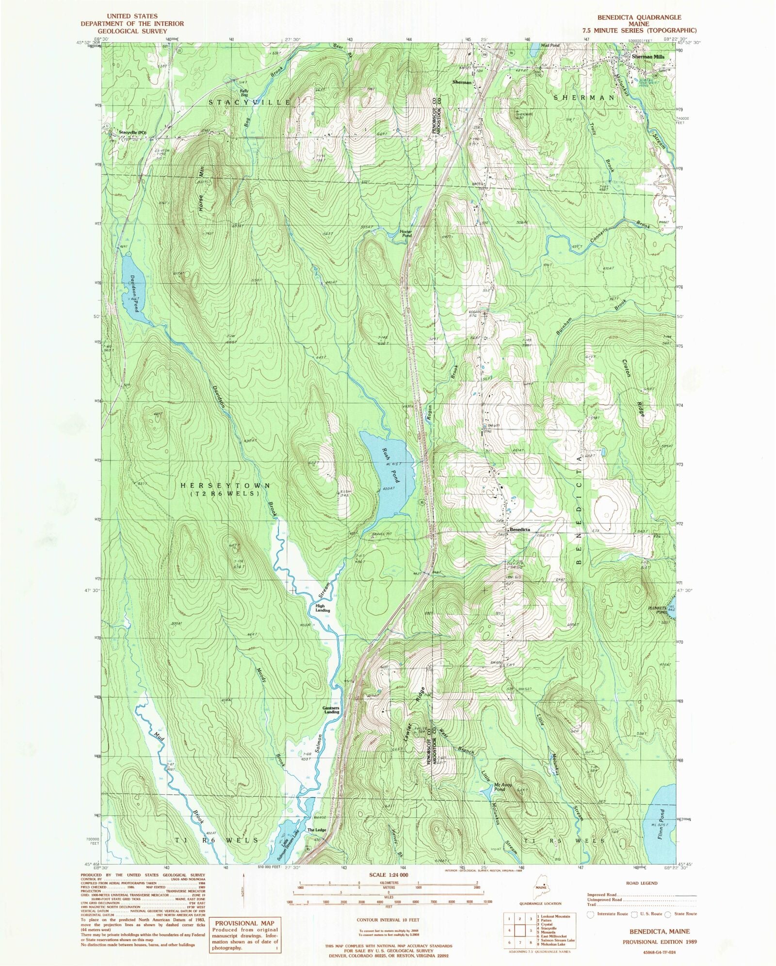 Classic USGS Benedicta Maine 7.5'x7.5' Topo Map – MyTopo Map Store