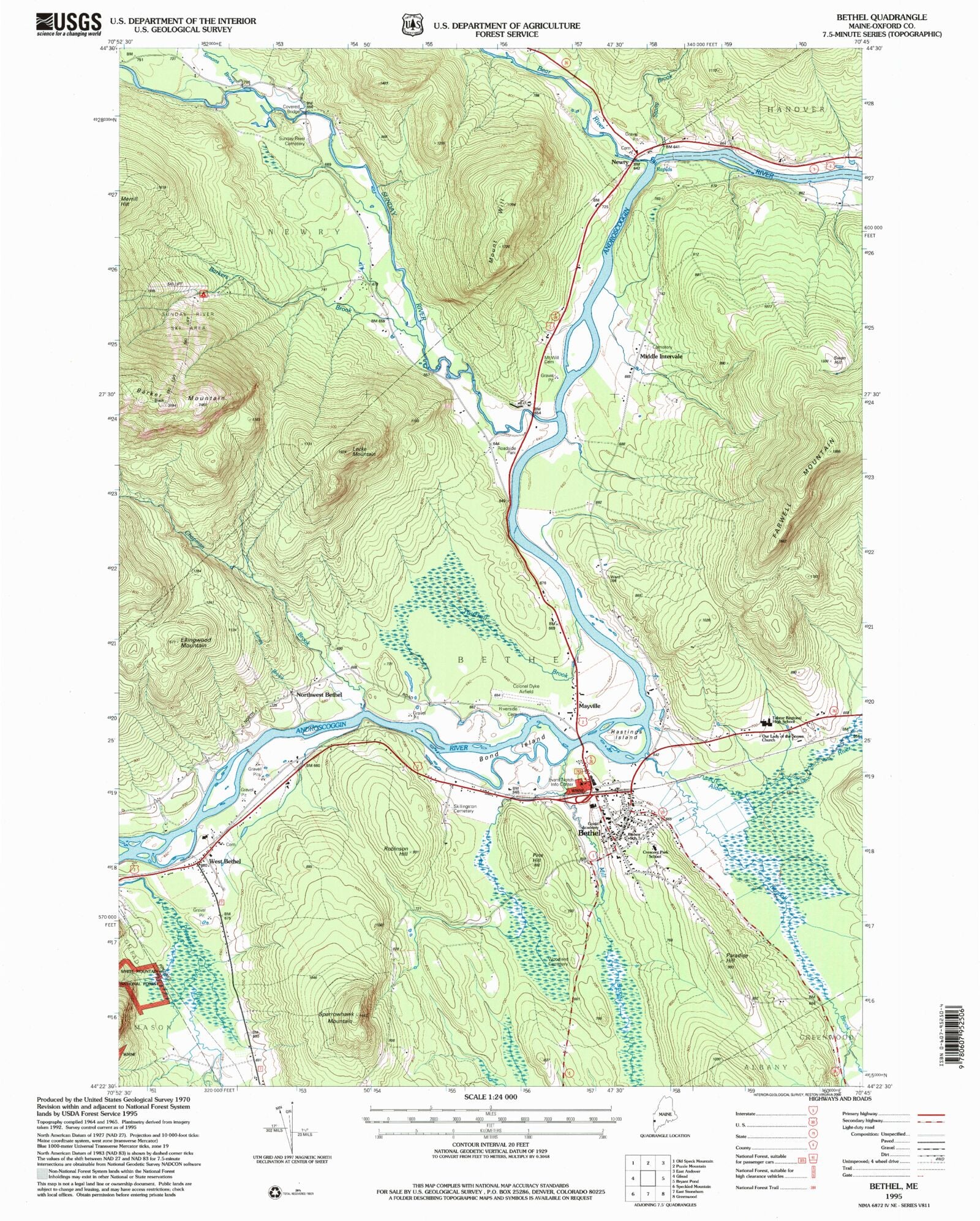 Classic USGS Bethel Maine 7.5'x7.5' Topo Map – MyTopo Map Store