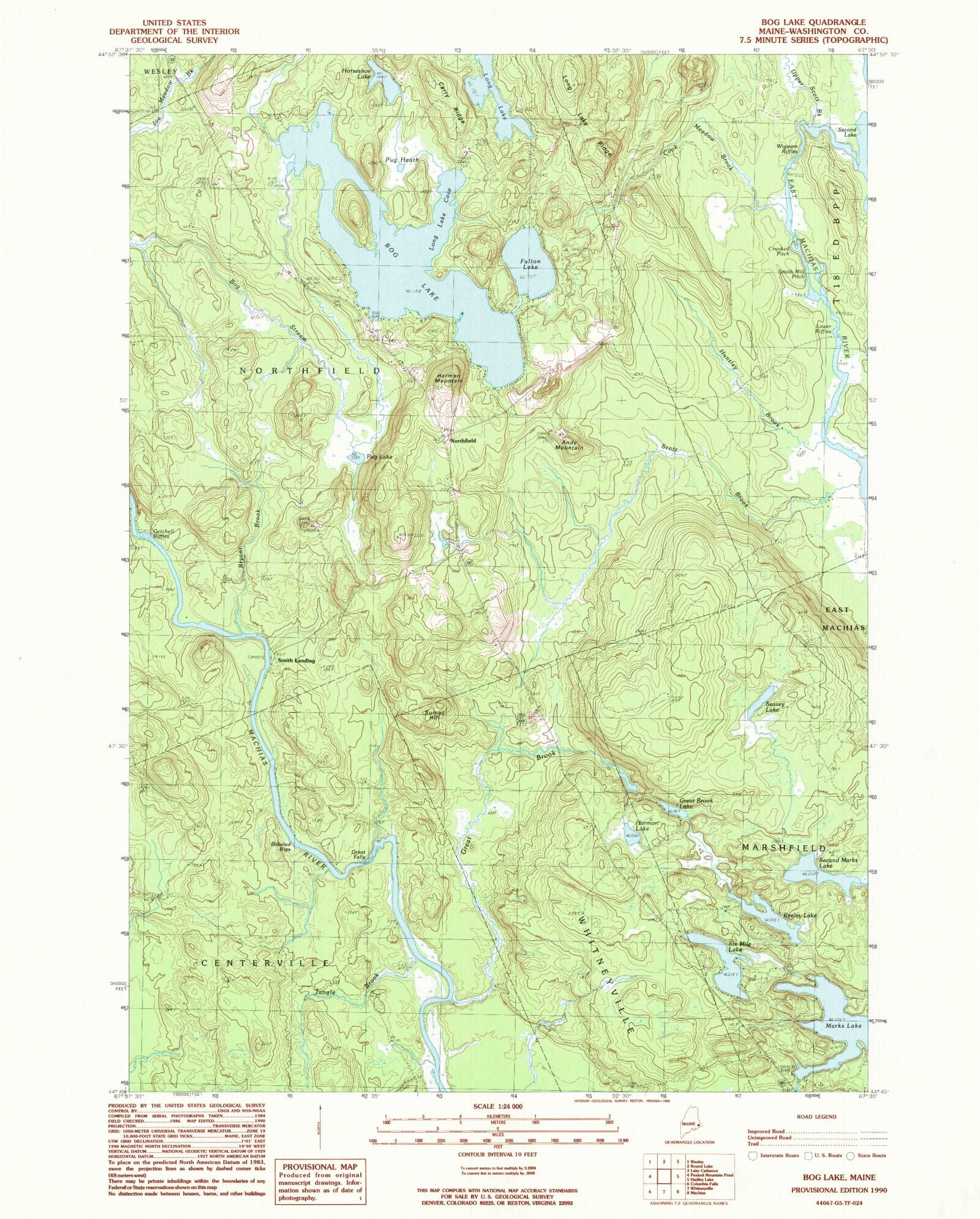 Classic USGS Bog Lake Maine 7.5'x7.5' Topo Map – MyTopo Map Store