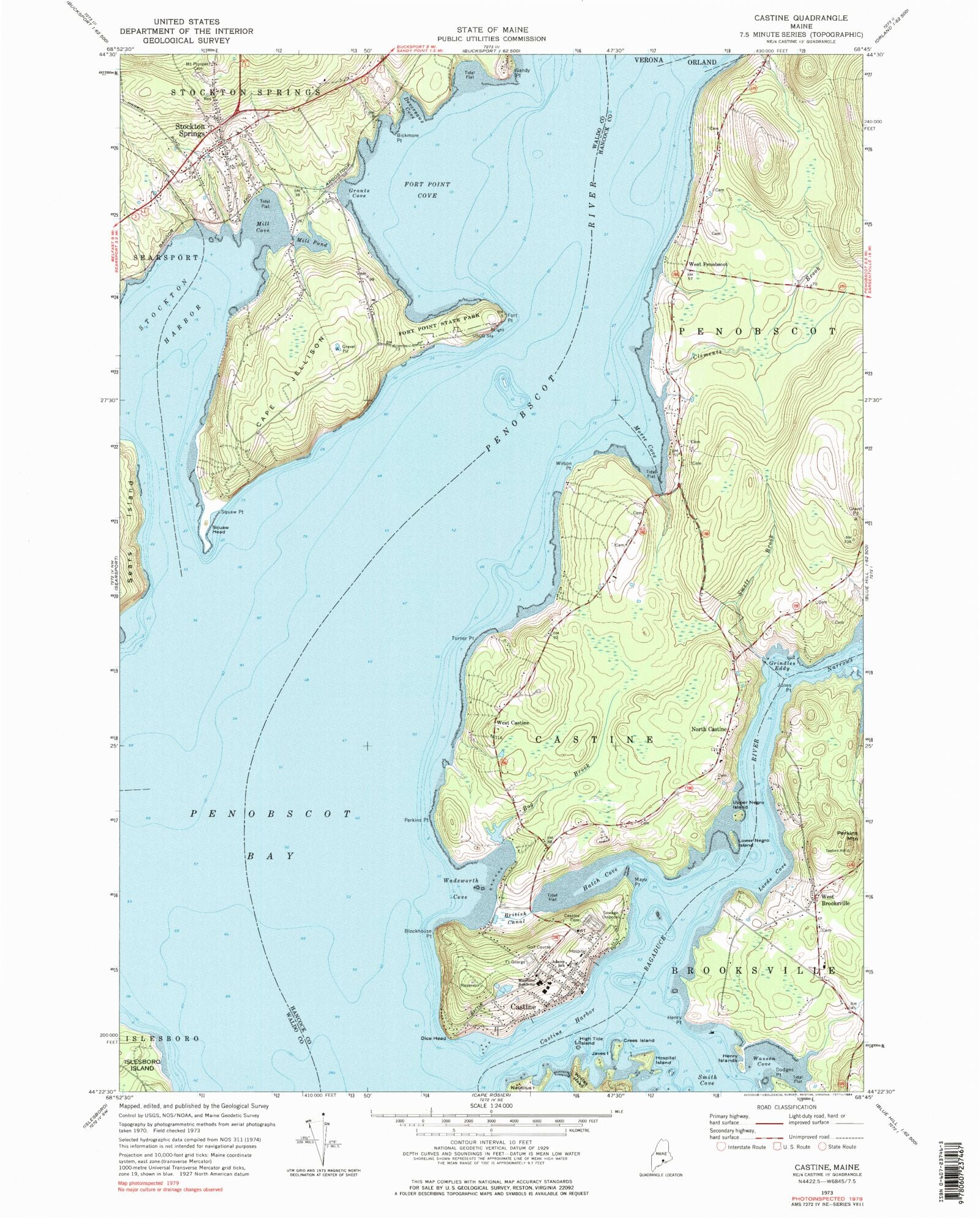 Classic USGS Castine Maine 7.5'x7.5' Topo Map – MyTopo Map Store