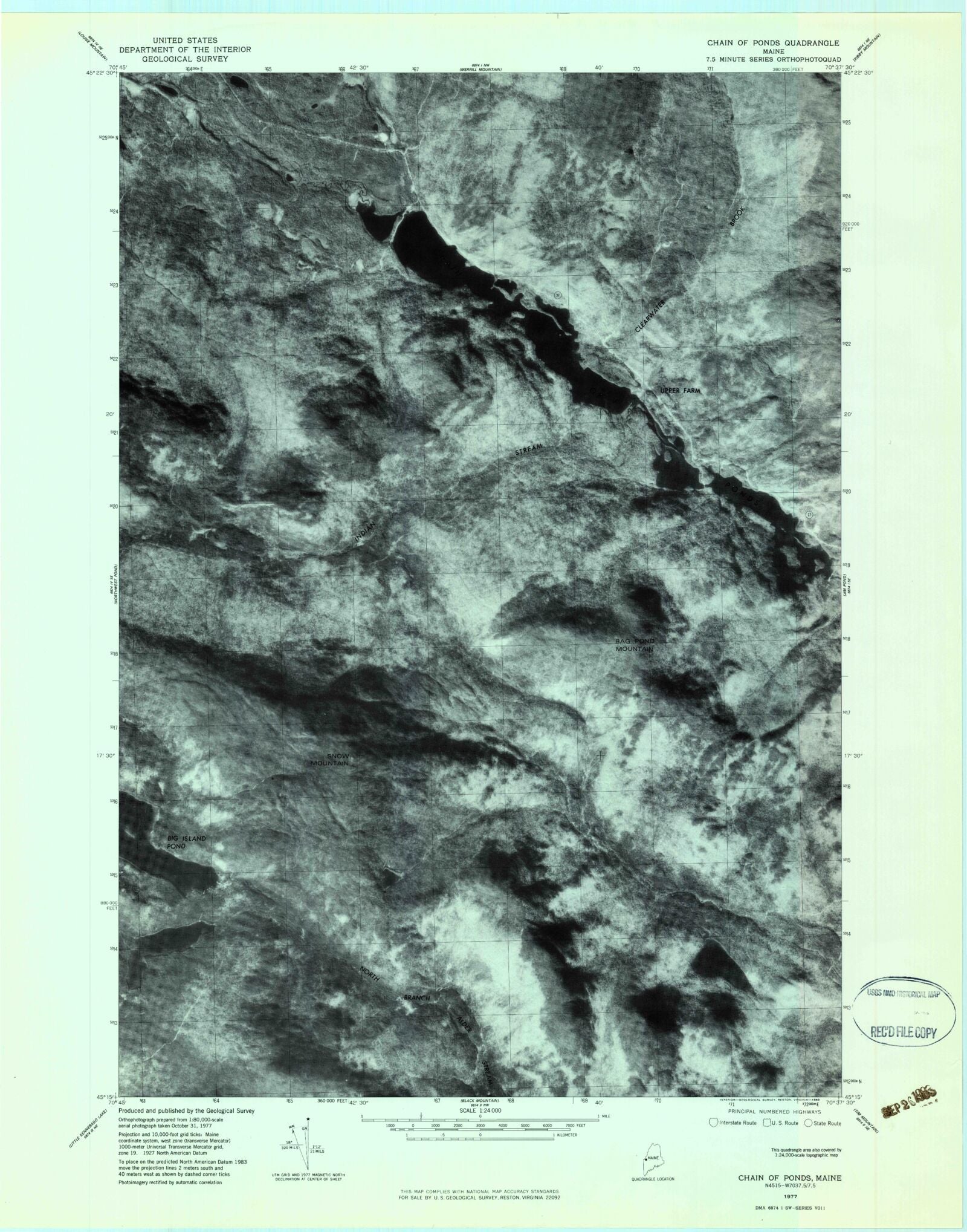 Classic USGS Chain of Ponds Maine 7.5'x7.5' Topo Map – MyTopo Map Store