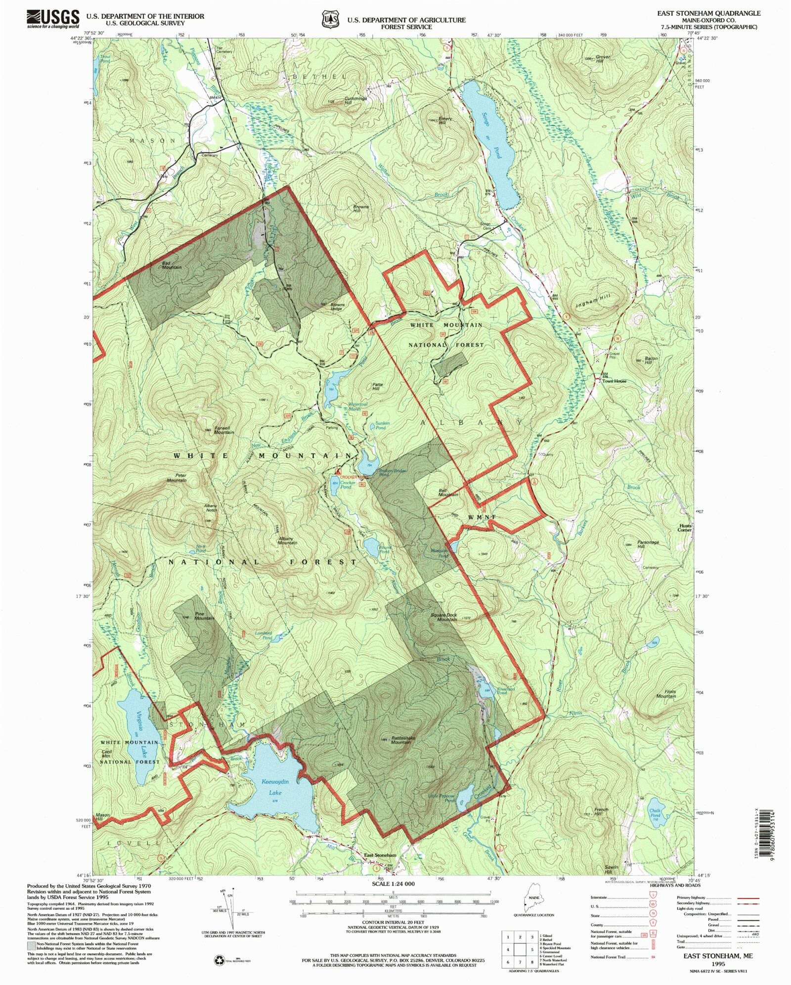 Classic USGS East Stoneham Maine 7.5'x7.5' Topo Map – MyTopo Map Store