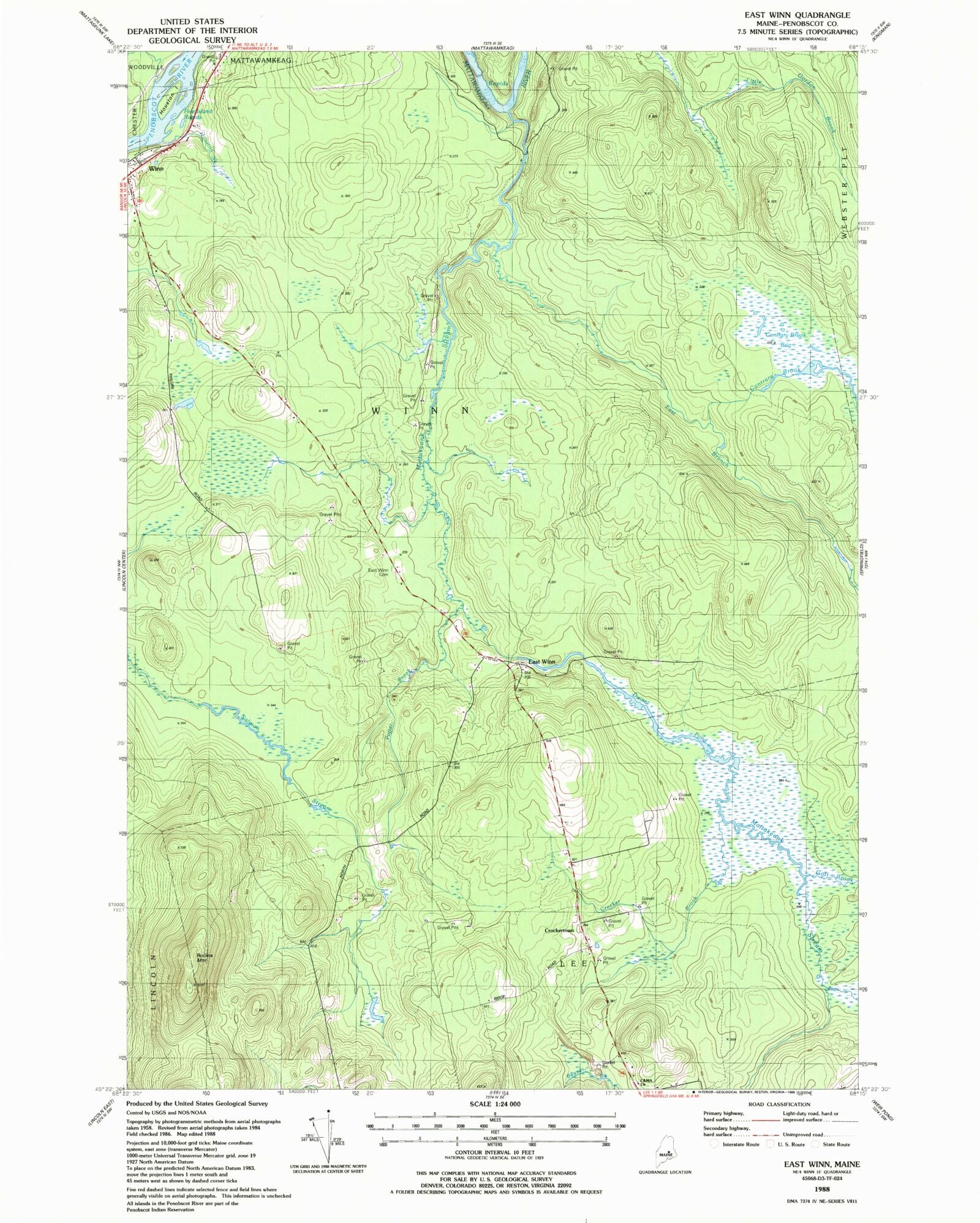 Classic USGS East Winn Maine 7.5'x7.5' Topo Map – MyTopo Map Store