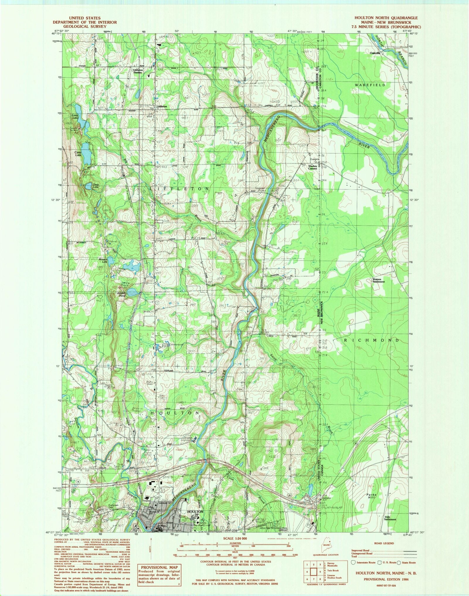 Classic USGS Houlton North Maine 7.5'x7.5' Topo Map – MyTopo Map Store