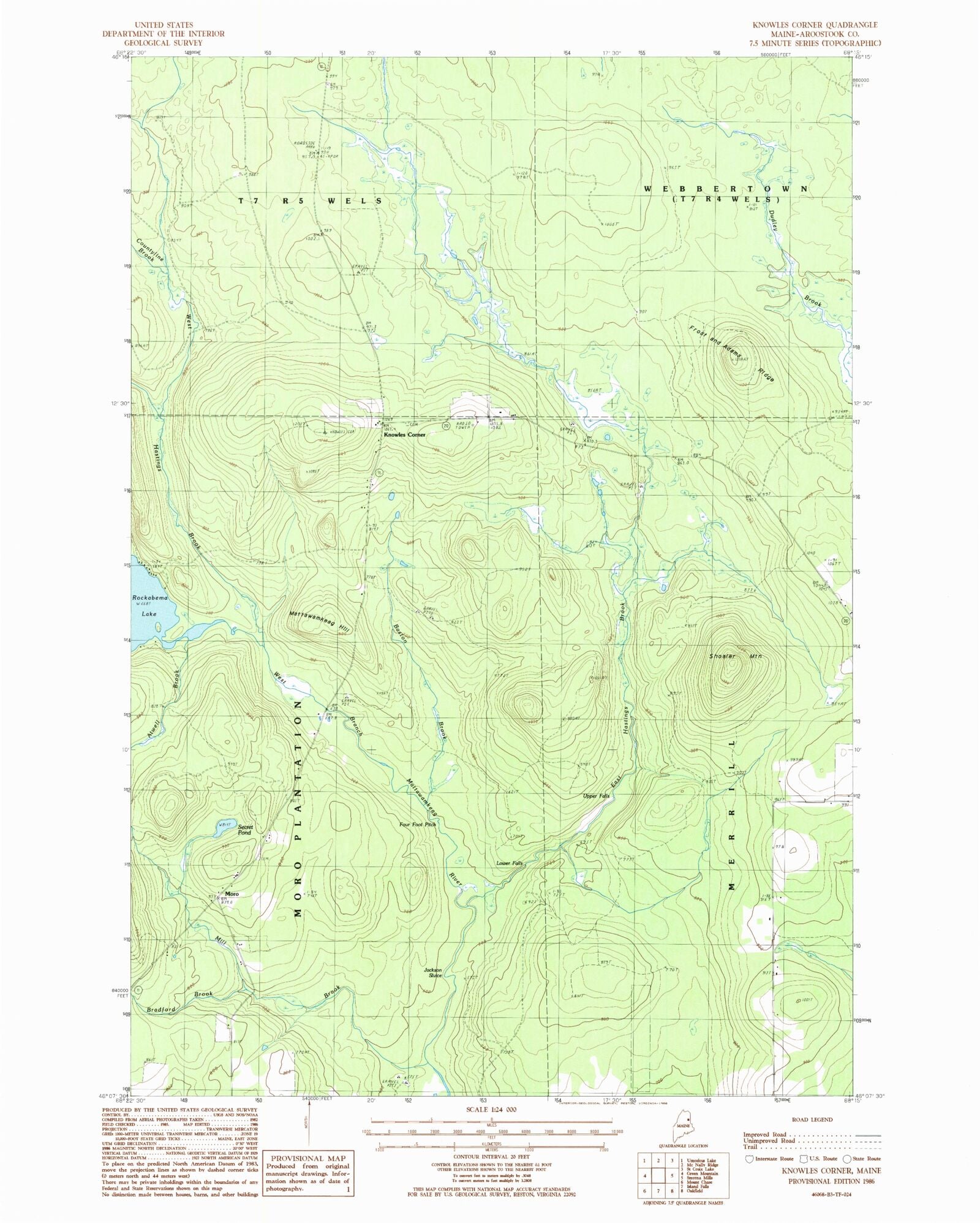 Classic USGS Knowles Corner Maine 7.5'x7.5' Topo Map – MyTopo Map Store