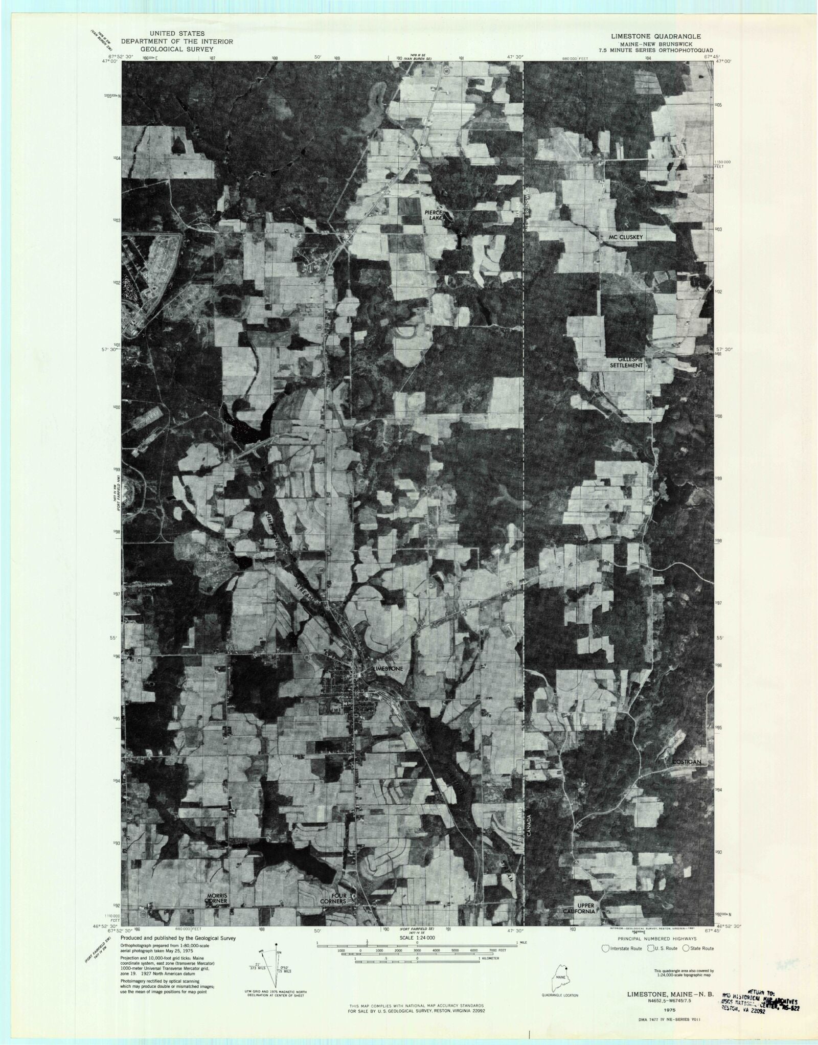 Classic USGS Limestone Maine 7.5'x7.5' Topo Map – MyTopo Map Store