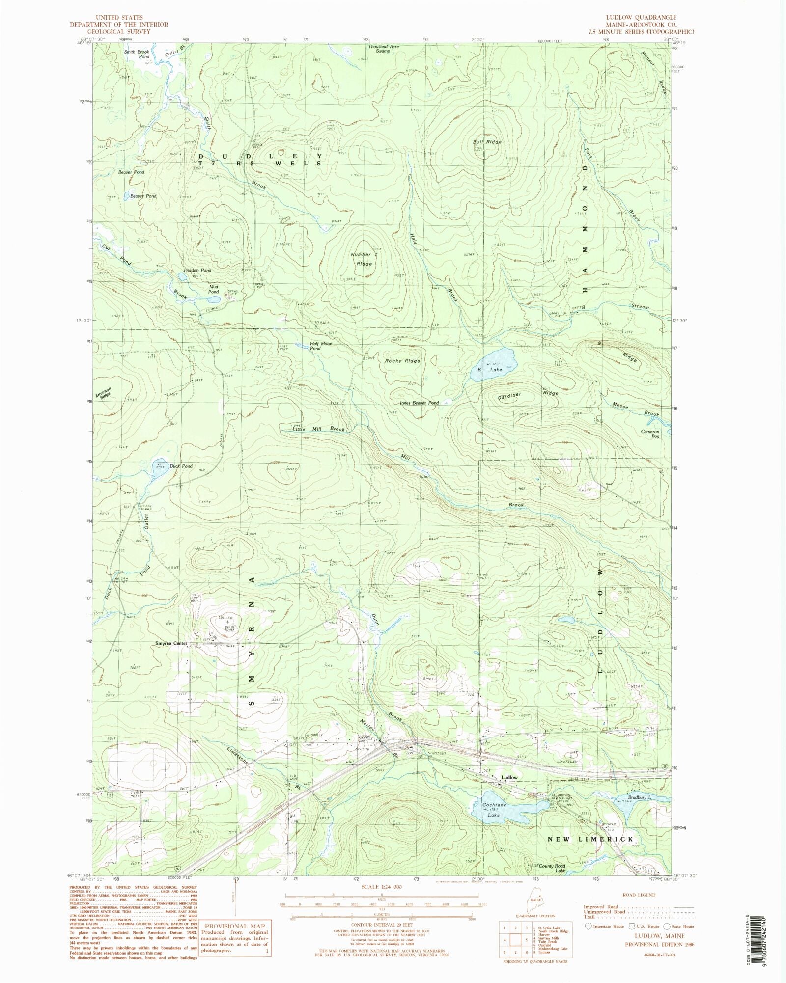 Classic USGS Ludlow Maine 7.5'x7.5' Topo Map – MyTopo Map Store