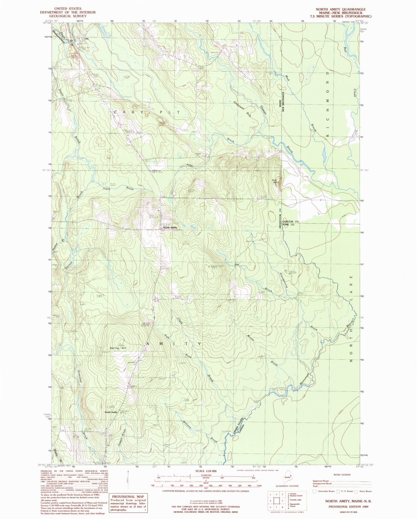 Classic USGS North Amity Maine 7.5'x7.5' Topo Map – MyTopo Map Store