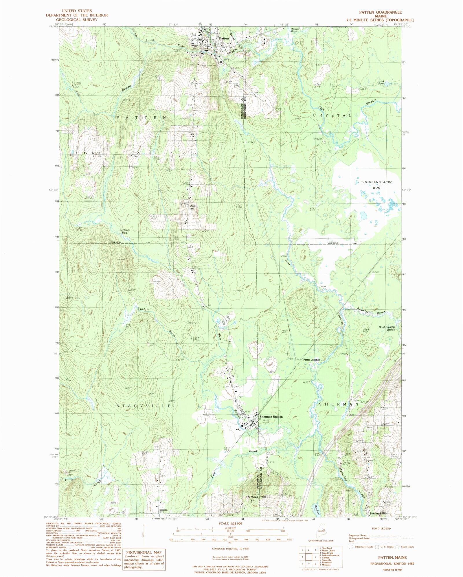 Classic USGS Patten Maine 7.5'x7.5' Topo Map – MyTopo Map Store