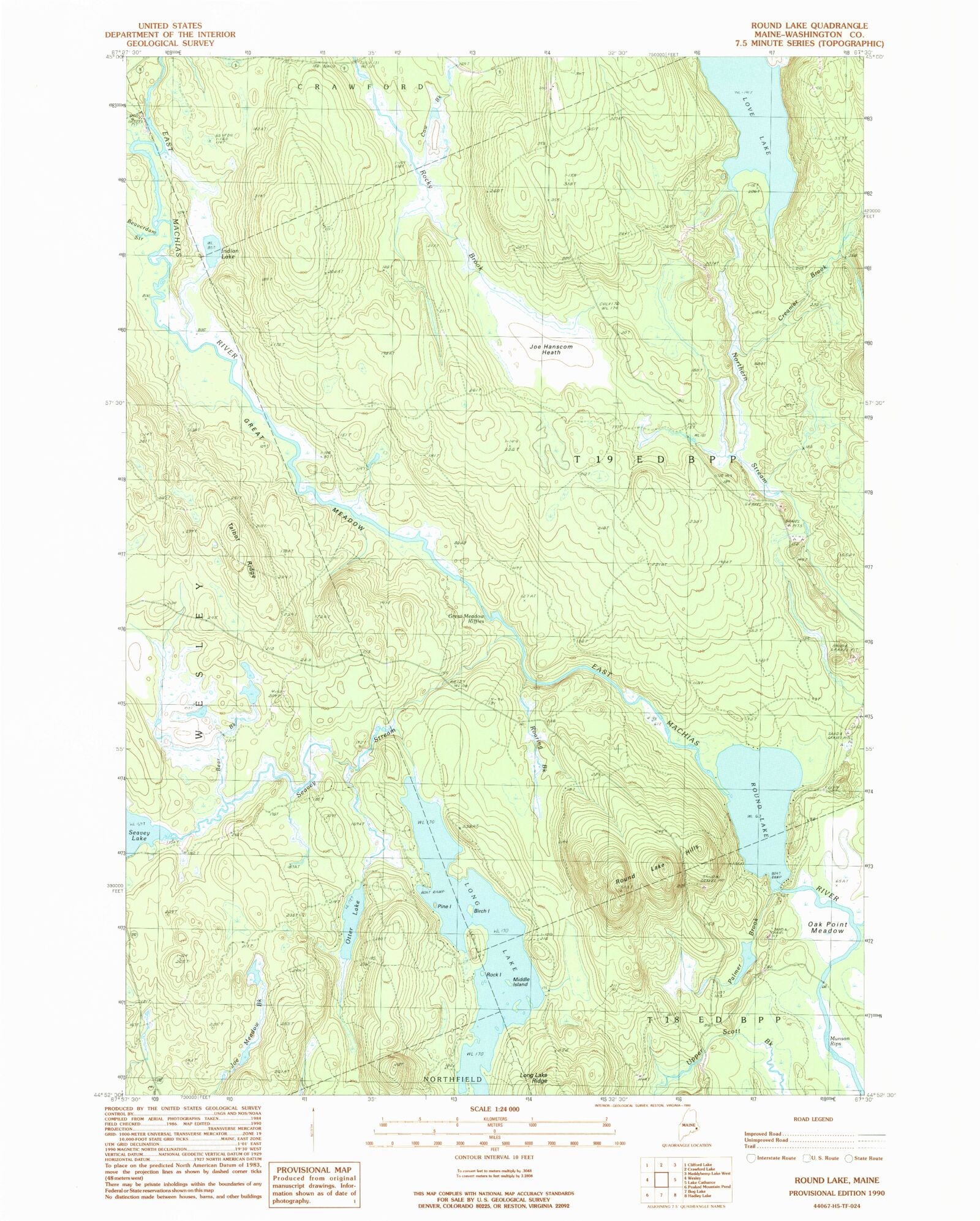 Classic USGS Round Lake Maine 7.5'x7.5' Topo Map – MyTopo Map Store