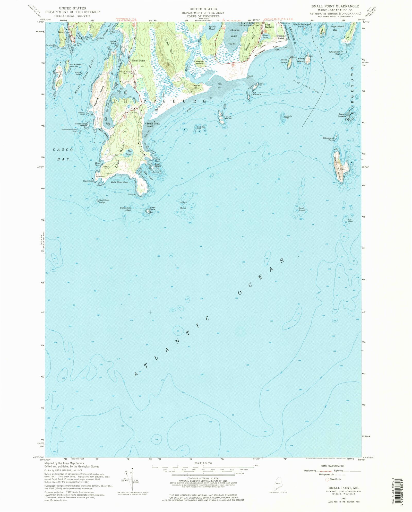 Classic USGS Small Point Maine 7.5'x7.5' Topo Map – MyTopo Map Store