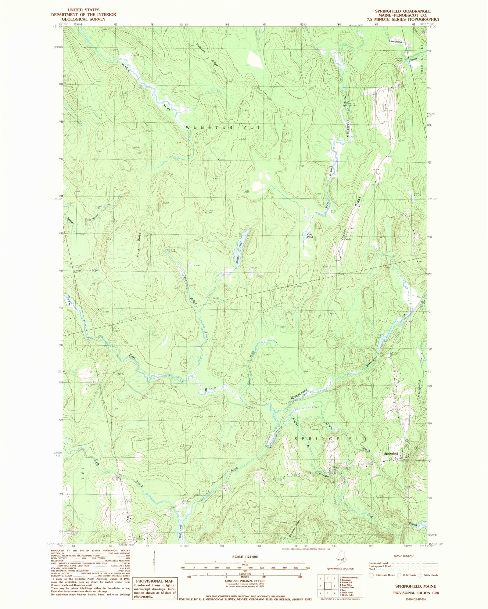 Classic USGS Springfield Maine 7.5'x7.5' Topo Map – MyTopo Map Store