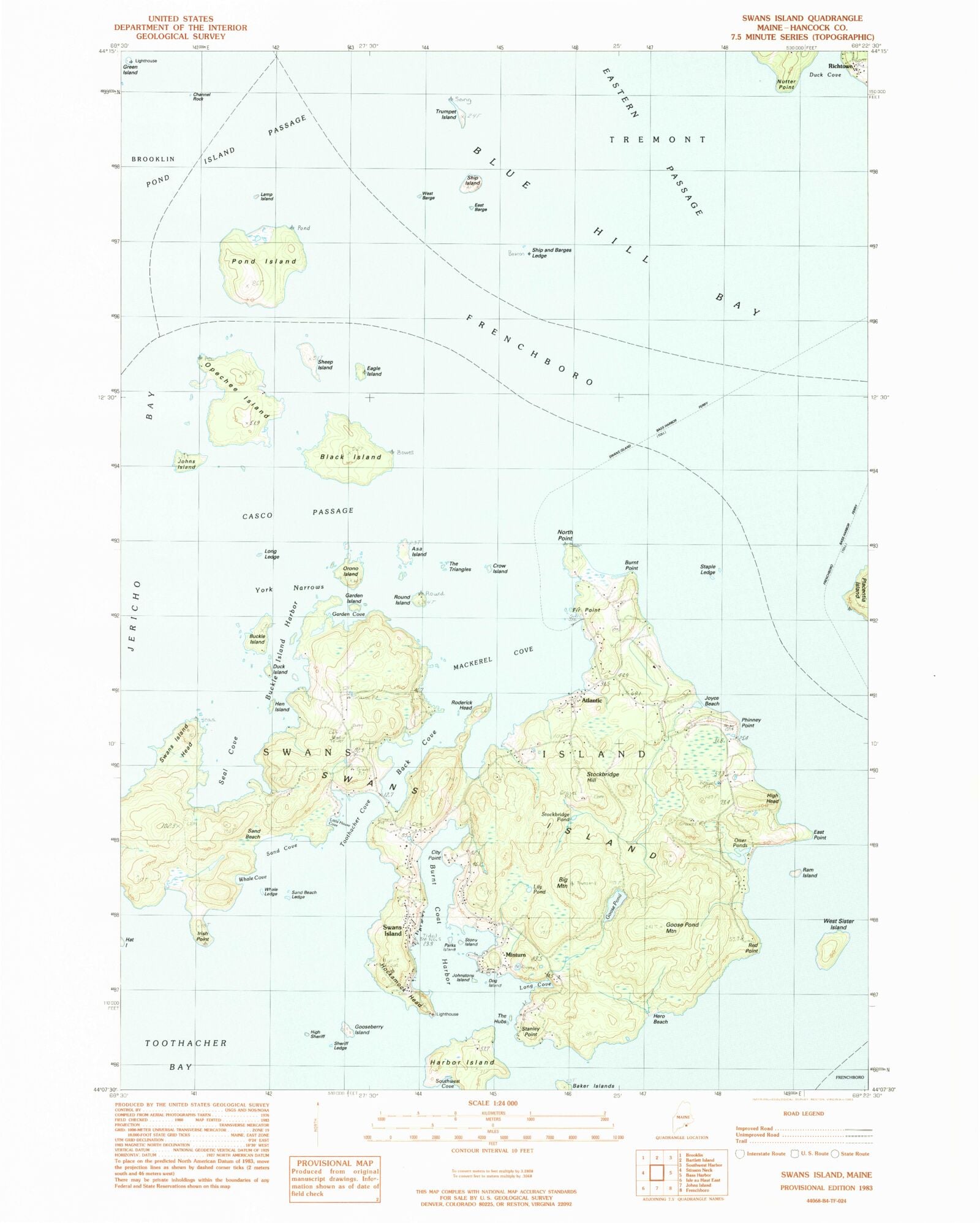 Classic USGS Swans Island Maine 7.5'x7.5' Topo Map – MyTopo Map Store