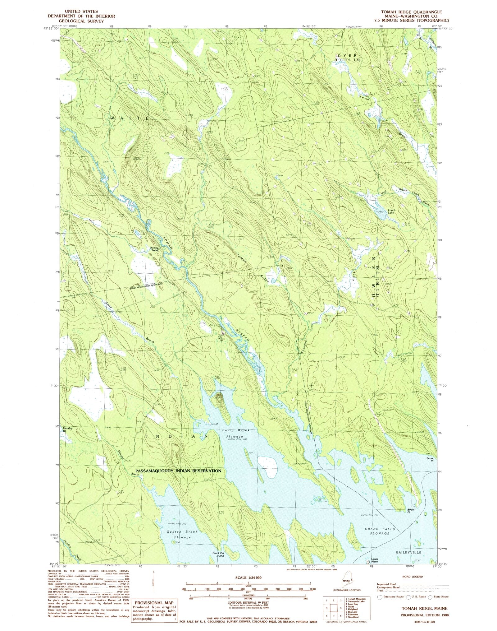 Classic USGS Tomah Ridge Maine 7.5'x7.5' Topo Map – MyTopo Map Store