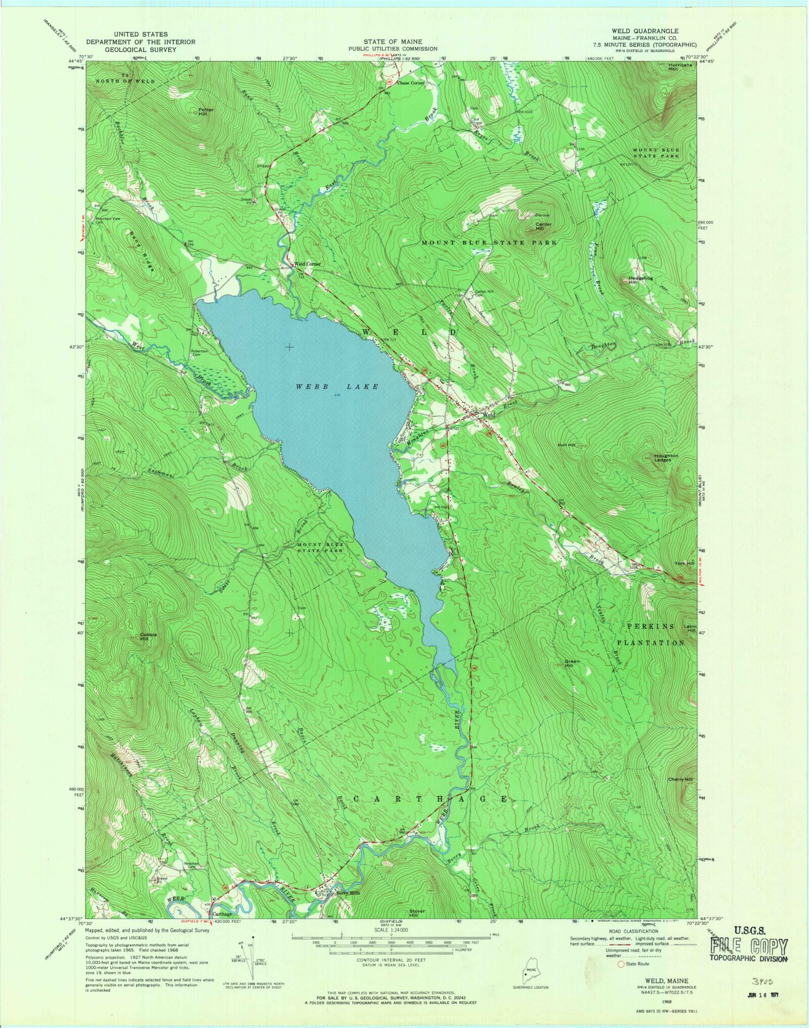 Classic USGS Weld Maine 7.5'x7.5' Topo Map – MyTopo Map Store