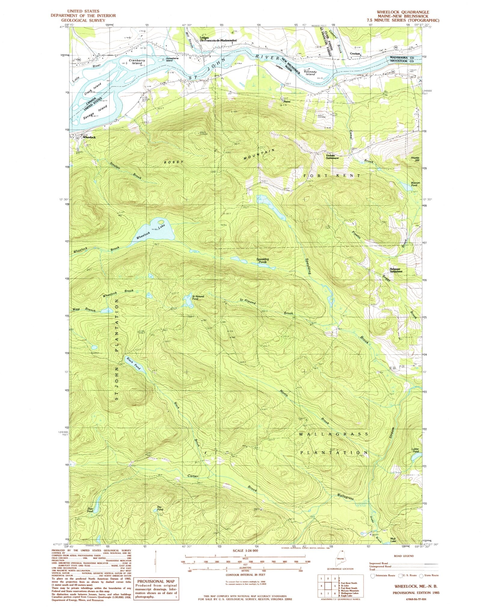Classic USGS Wheelock Maine 7.5'x7.5' Topo Map – MyTopo Map Store